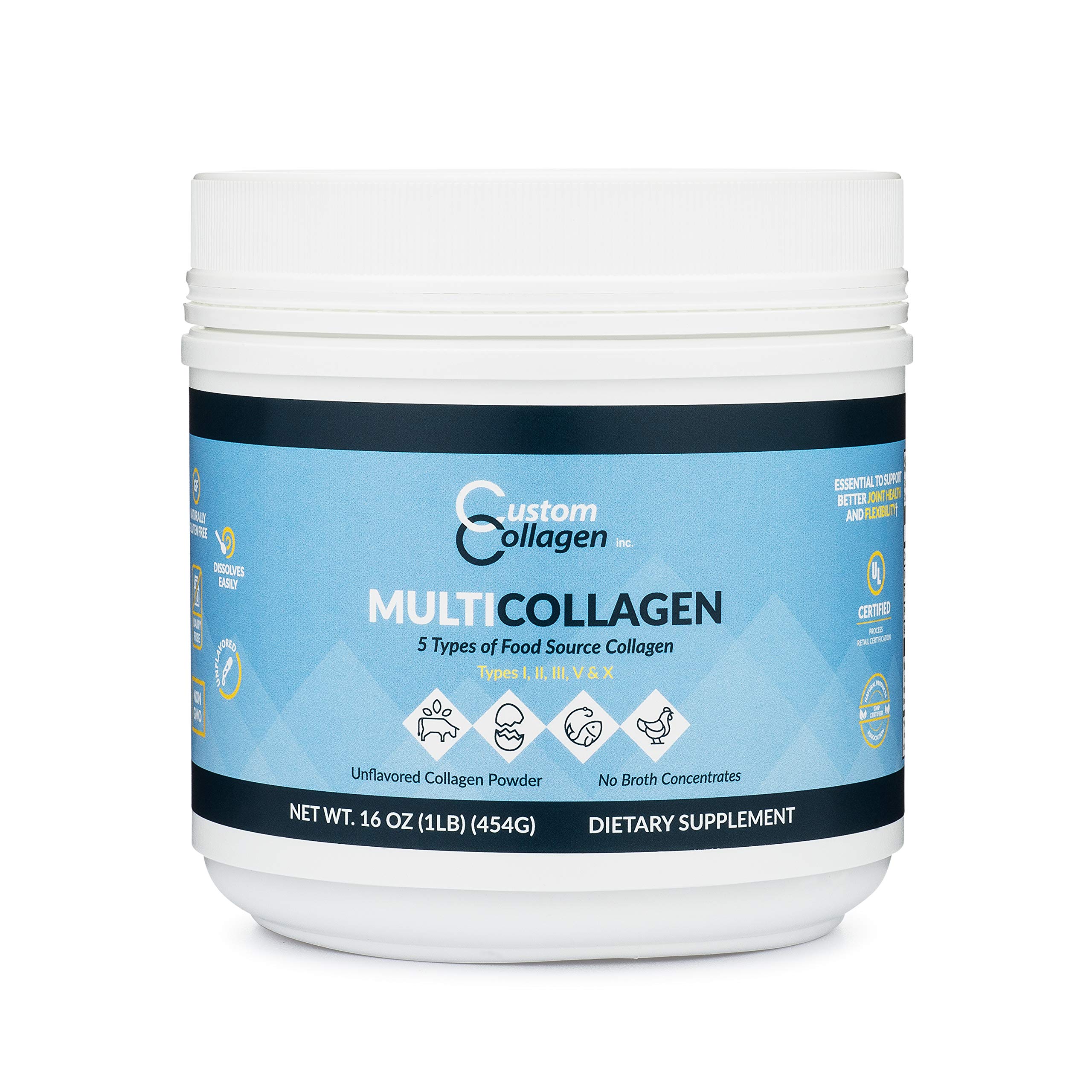 Buy Custom Collagen Multi Collagen Plus Peptides Complex, 1 Pound Jar ...