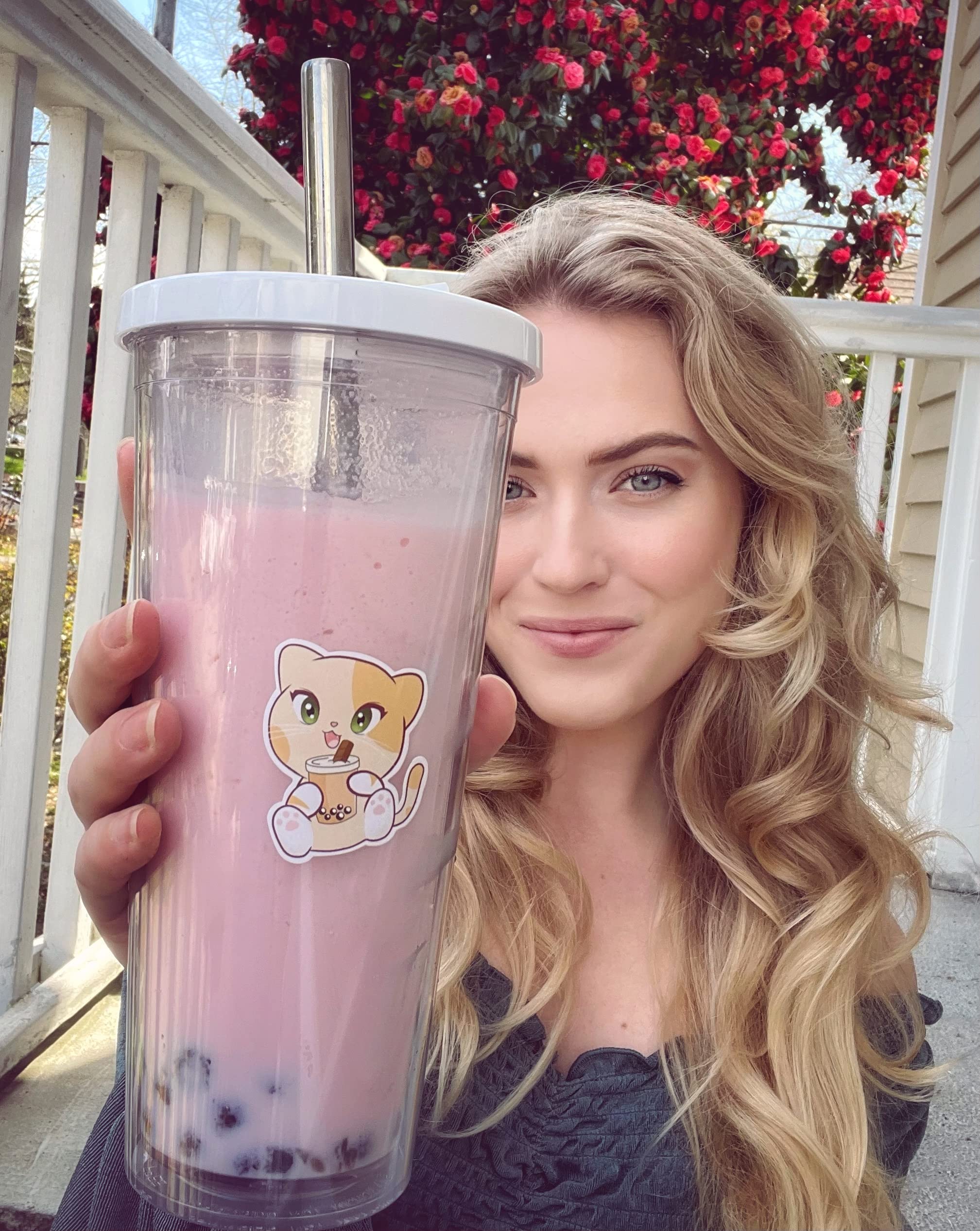 Buy 24 Oz Reusable Boba Cup, Bubble Tea Cup, Double Wall Insulated ...