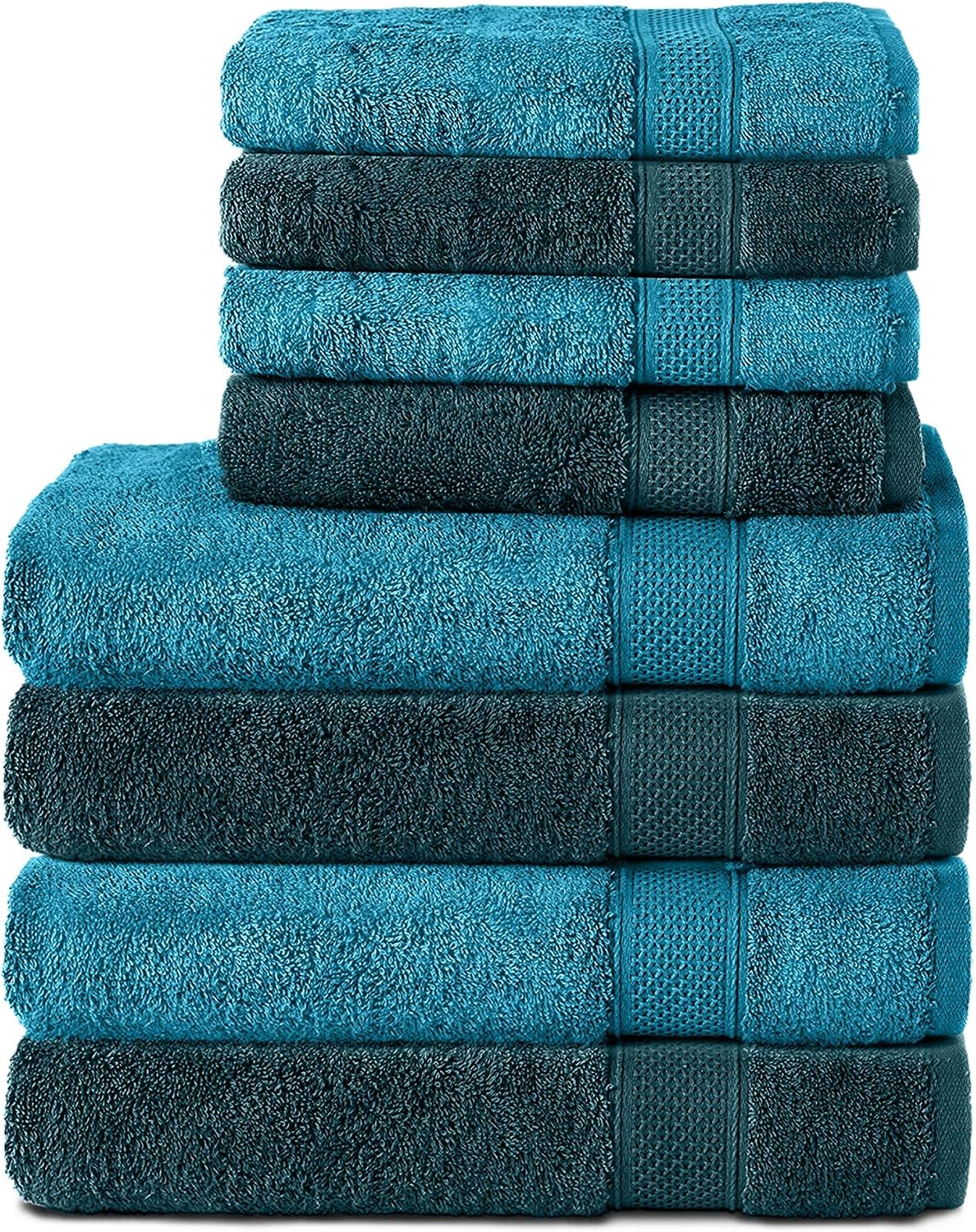 Komfortec 8er Handtuch Set aus 100% Baumwolle, 4 Badetücher 70x140 und ...