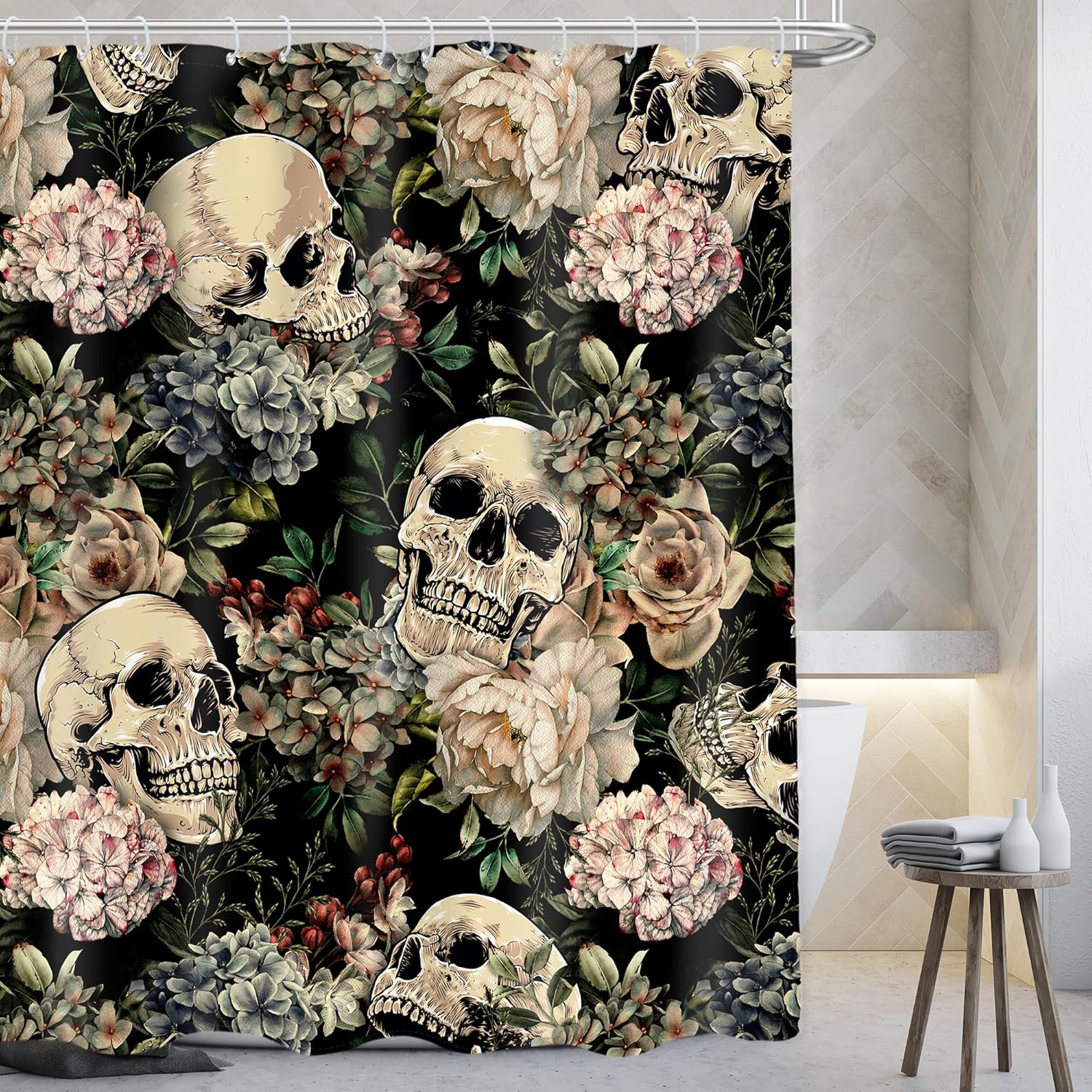 Amazon.com: AMBZEK Sugar Skull Shower Curtain 60Wx72L Inch Retro Floral ...