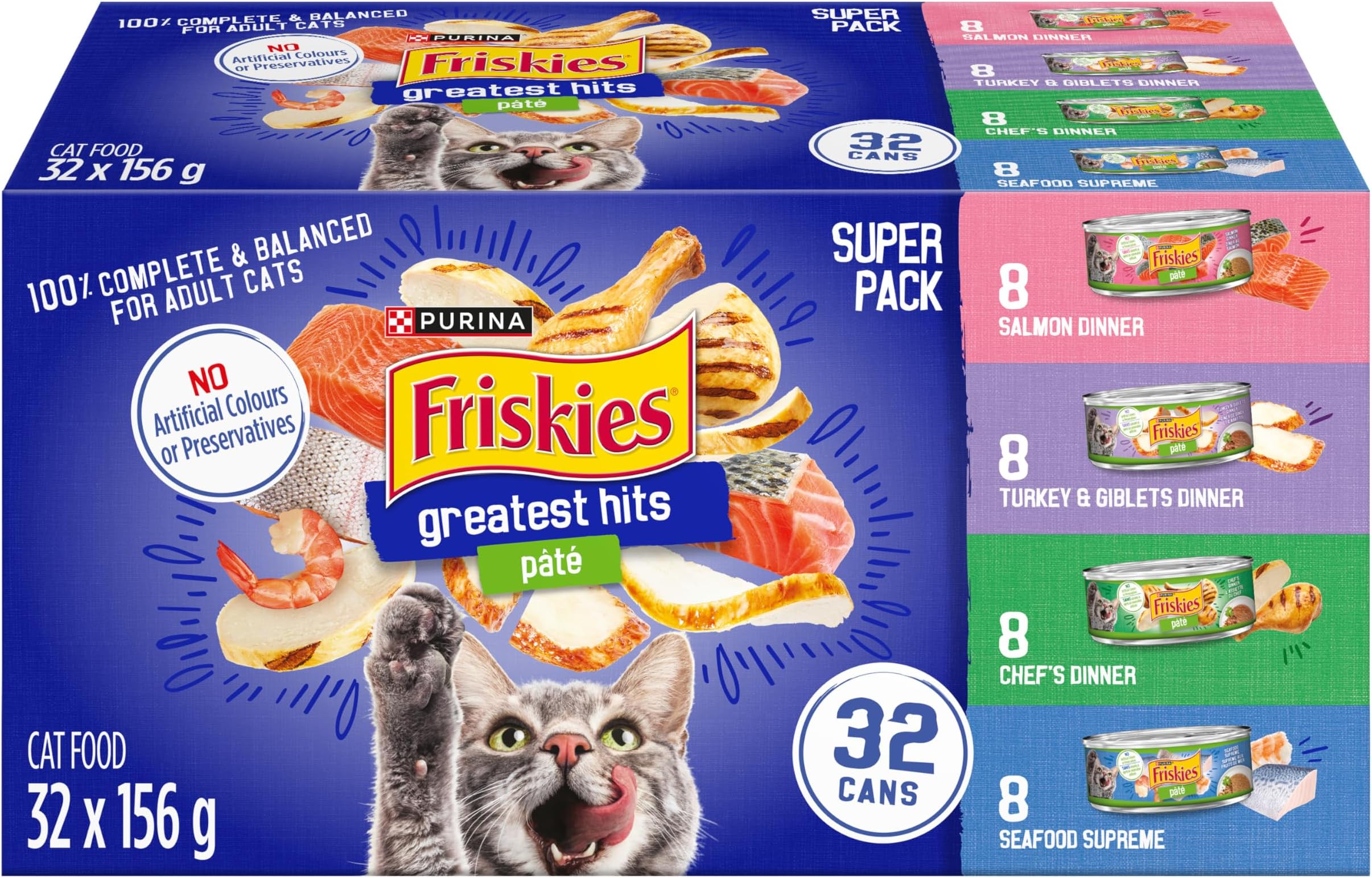 Friskies Greatest Hits Wet Cat Food, Pate Variety Pack 4 Flavours - 156 ...