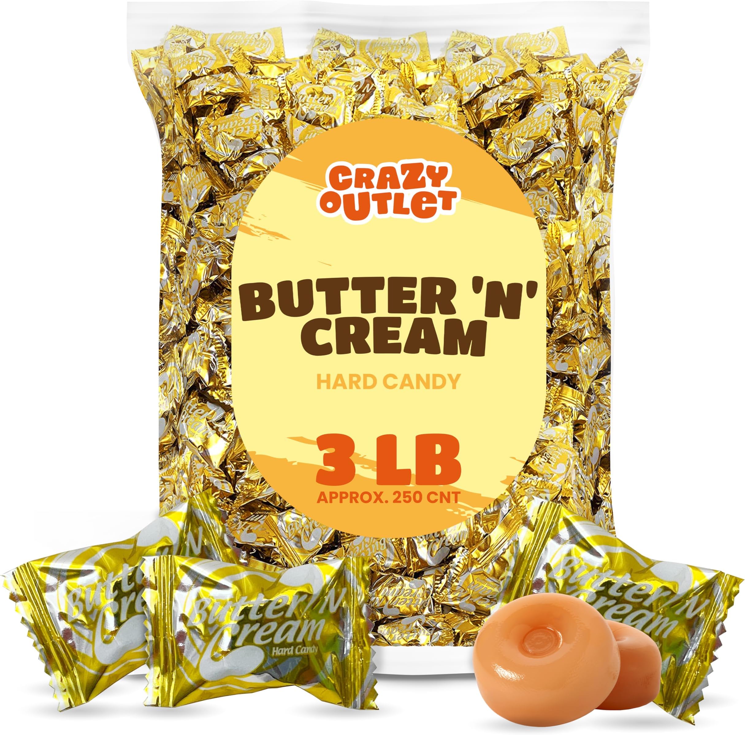 Amazon.com : Butter 'N' Cream Hard Candy, Bulk Pack 3 Pounds (About 250 Count) : Grocery ...