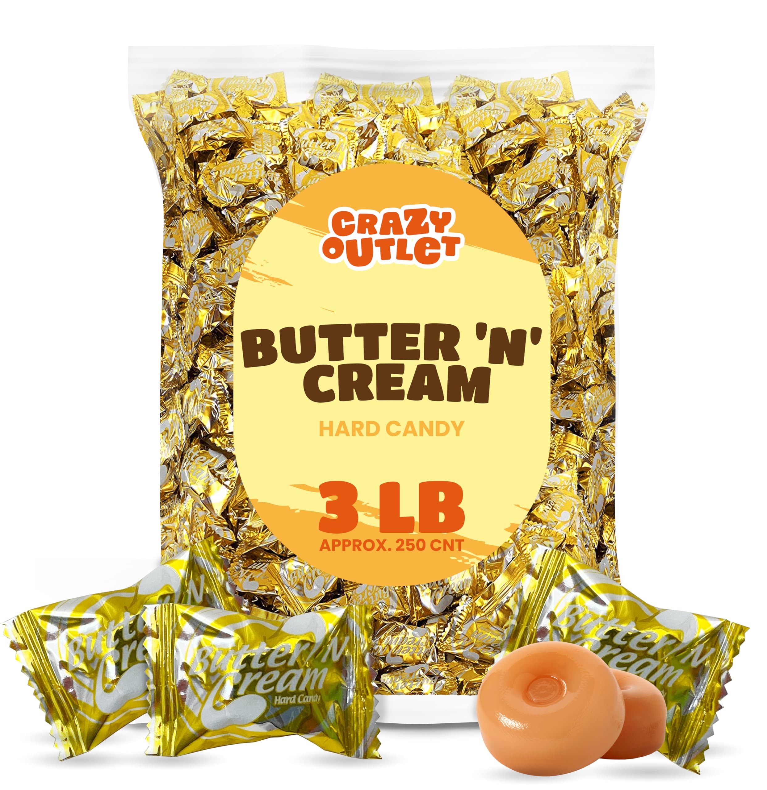 Amazon.com : Butter 'N' Cream Hard Candy, Bulk Pack 3 Pounds (About 250 ...