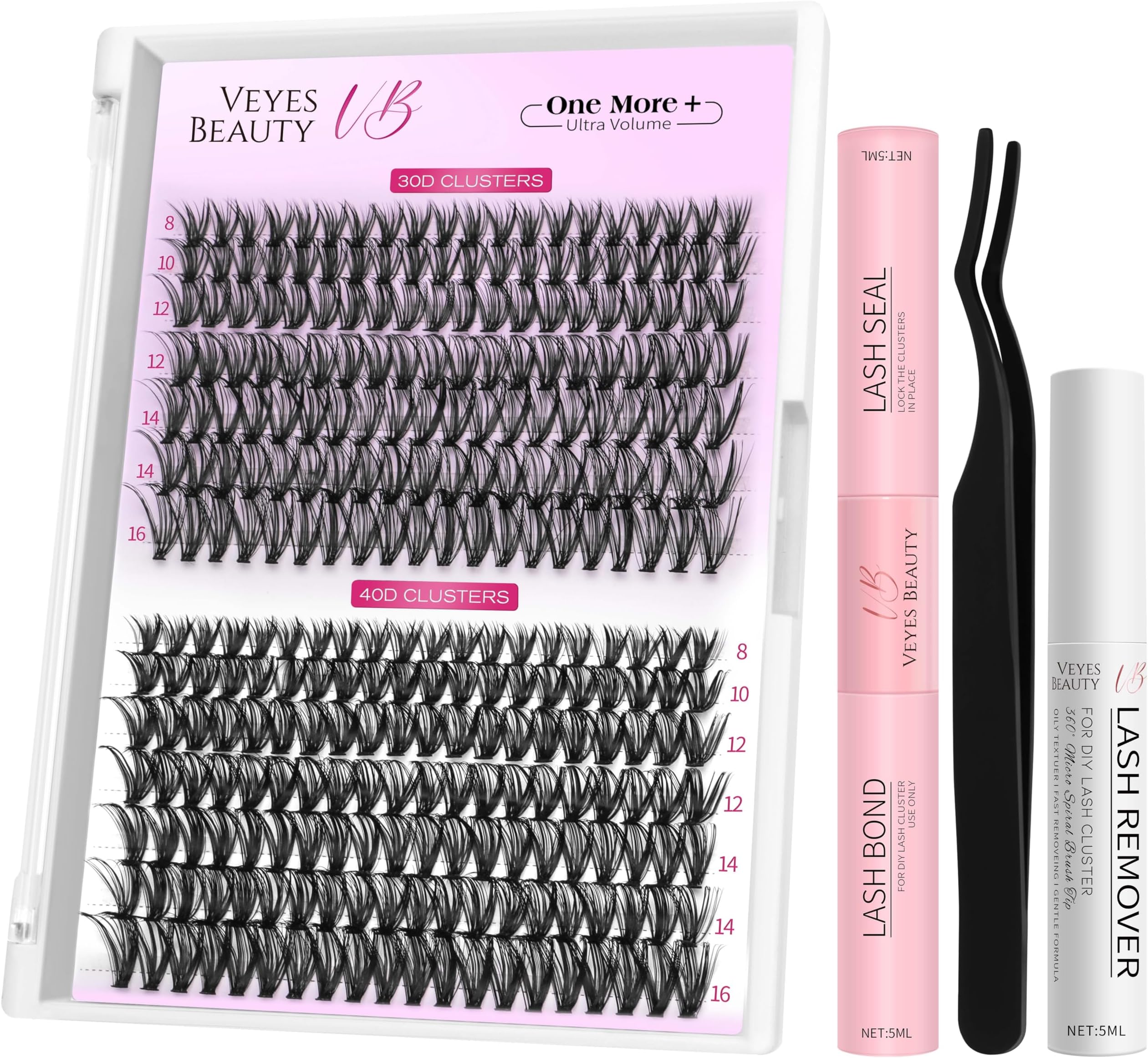 Amazon.com: VEYESBEAUTY Lash Cluster Kit 30D 40D Volume Individual ...