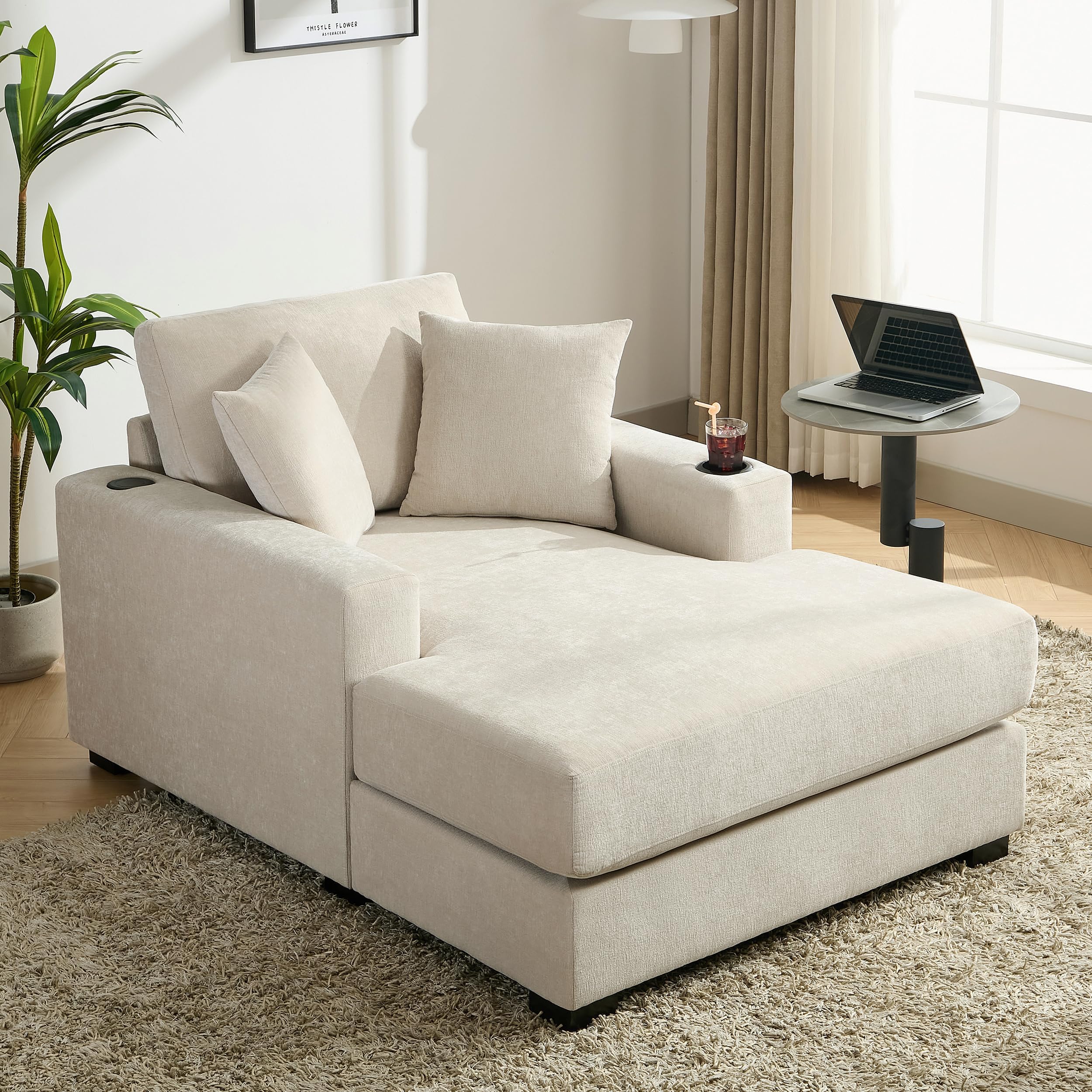 Amazon.com: Merax Modern Upholstered Indoor Chaise Lounge with Pillows ...