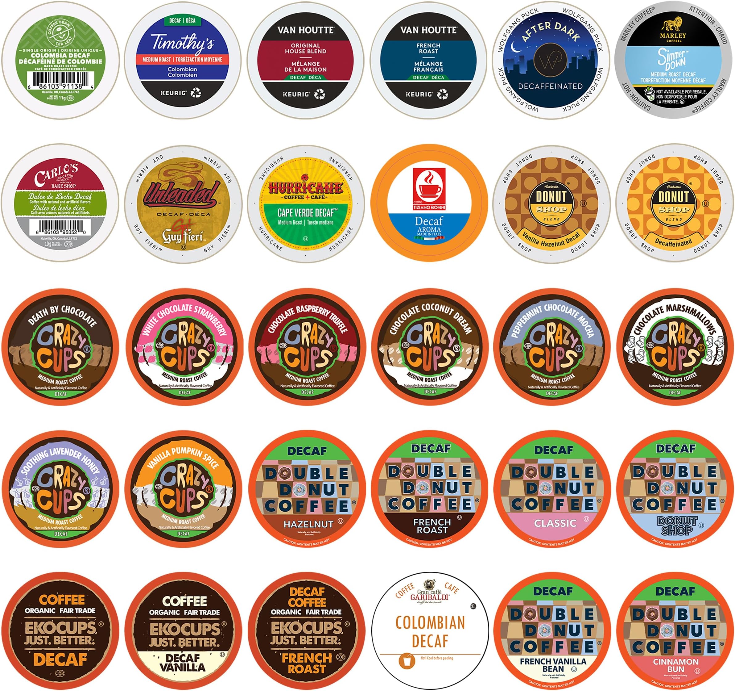 Amazon.com: Decaf Coffee Pods Variety Pack Sampler, Assorted Unflavored ...