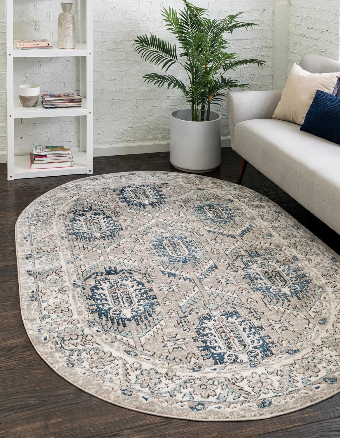 Amazon.com: Rugs.com Nyla Collection Rug – 4' x 6' Oval Gray Medium Rug ...
