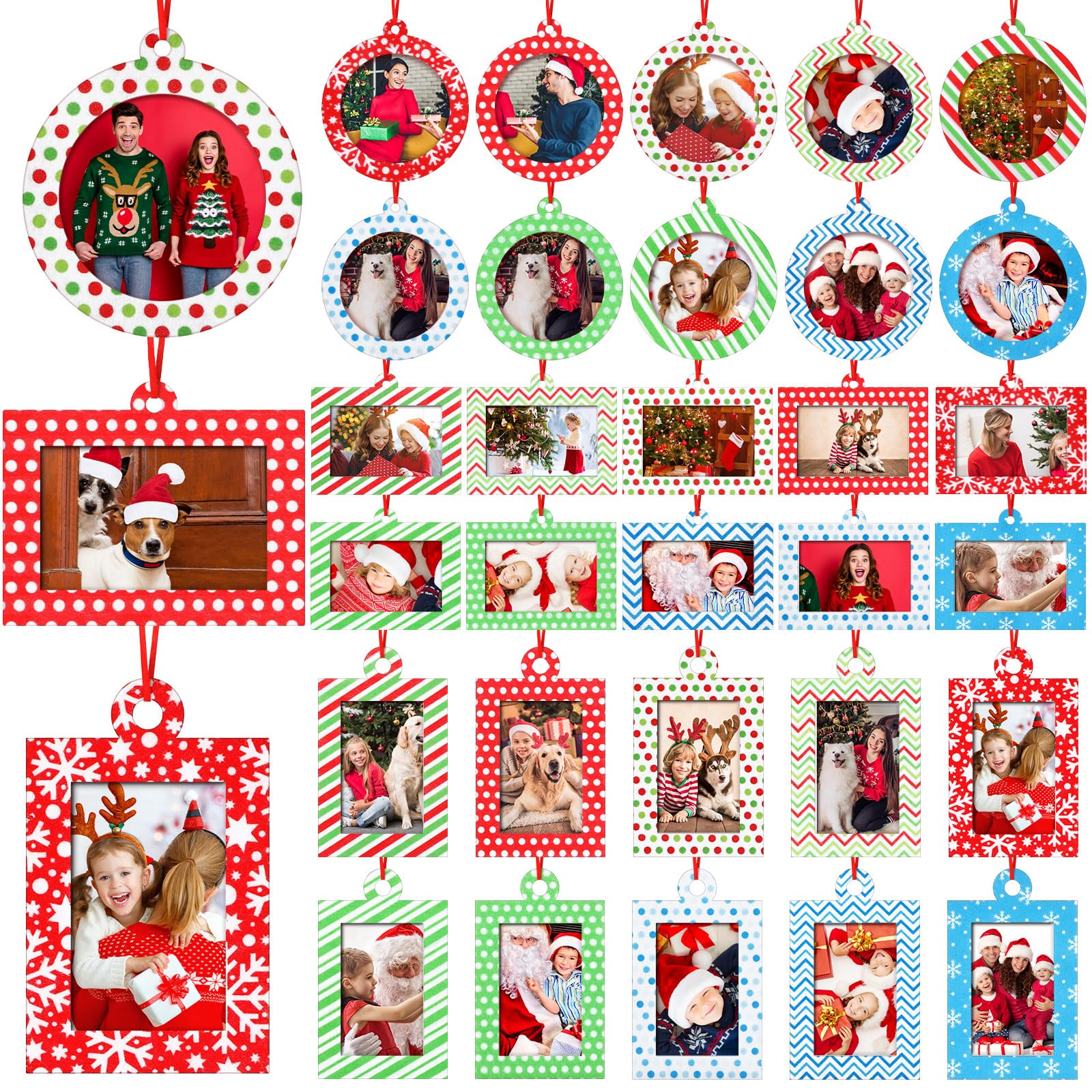 Amazon.com: Jetec 30 Pieces Christmas Photo Frame Ornaments with Rope ...