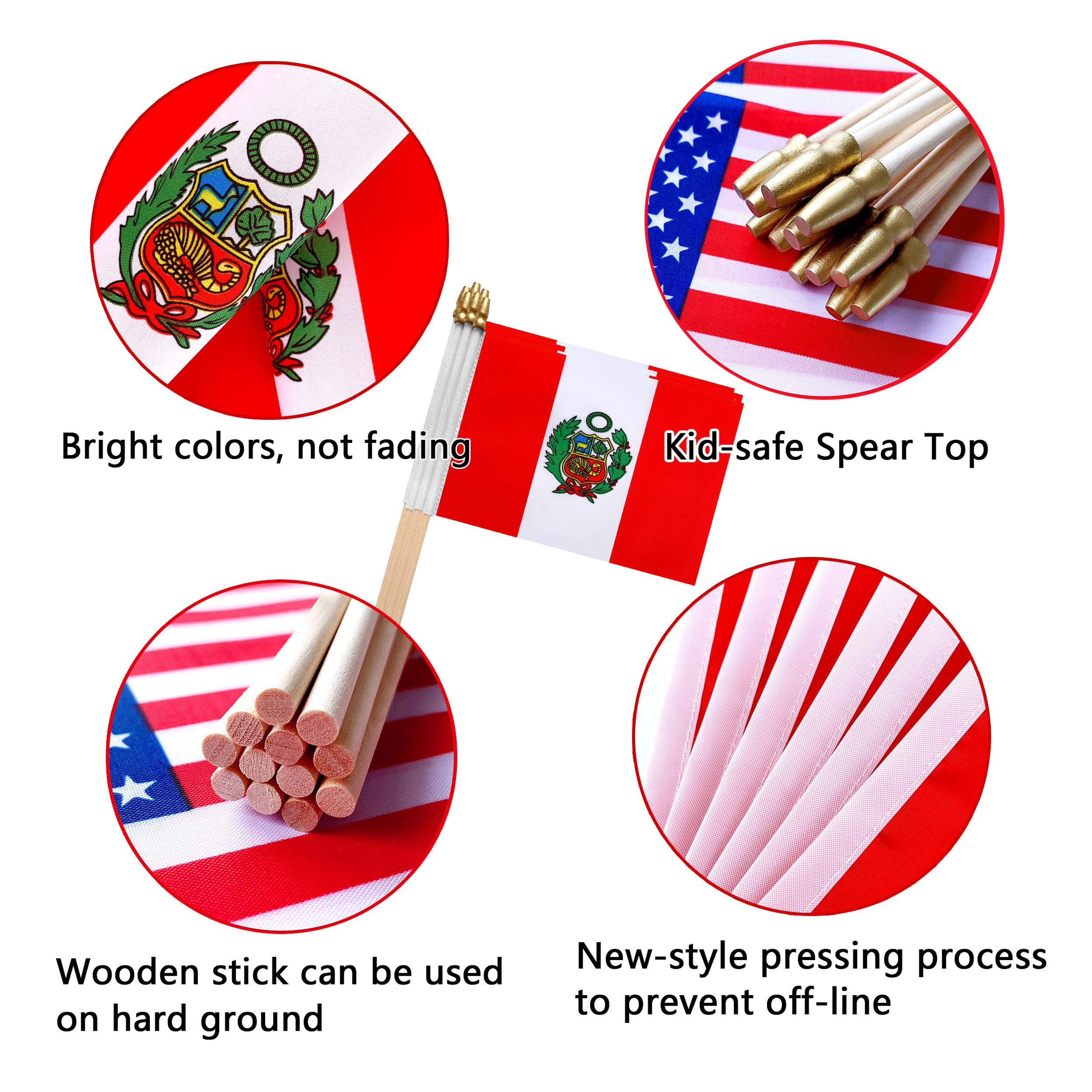 Banderitas Mano Perú Banderas Peruanas Mini - Pack 12 Unidades | 8.2x5 ...