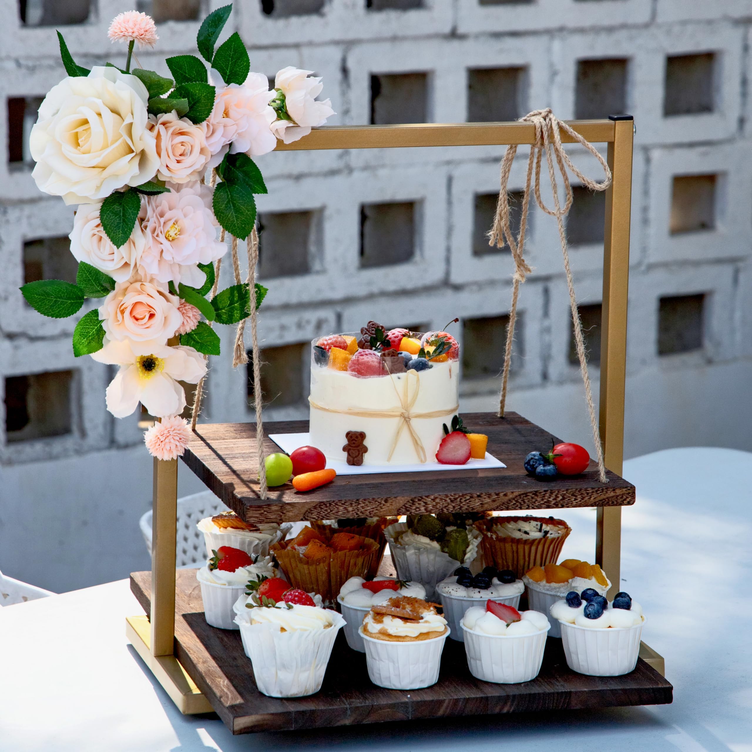 Amazon.com: Tnstbiee 3 Tier Cupcake Stand - Wooden Display Stand for ...