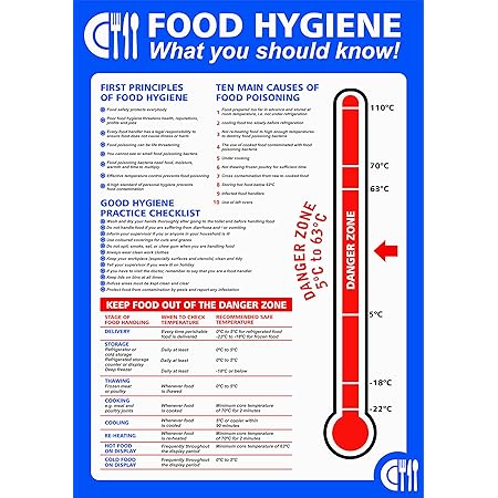 Food Safety Temperature Sign. 200mm x 300mm Self adhesive Vinyl Kitchen ...
