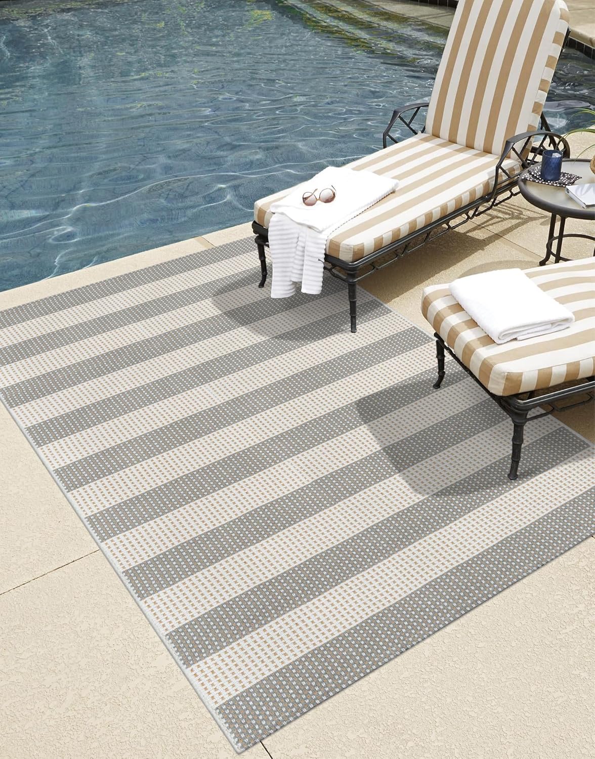 Amazon.com: LEEVAN Outdoor Patio Rug 3x5, Washable Striped Front Porch ...