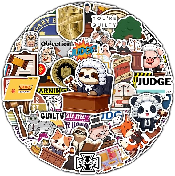 Amazon.com: BIGZORO Pack 50 PCS Court Judge Sticker Waterproof Vinyl ...