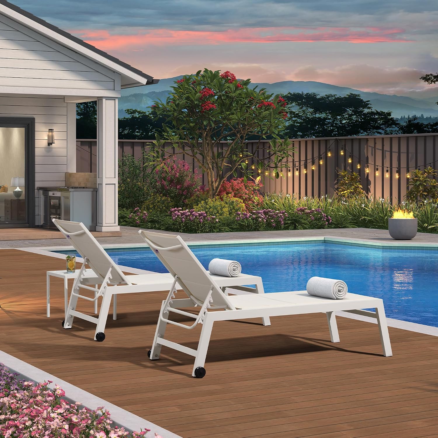 Amazon.com : PURPLE LEAF Outdoor Chaise Lounge Set Adjustable ...