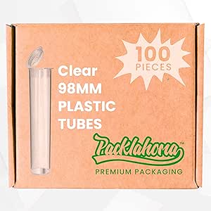 Amazon.com: 100 Pack 98mm Clear Plastic Tubes Pop Top – Premium ...