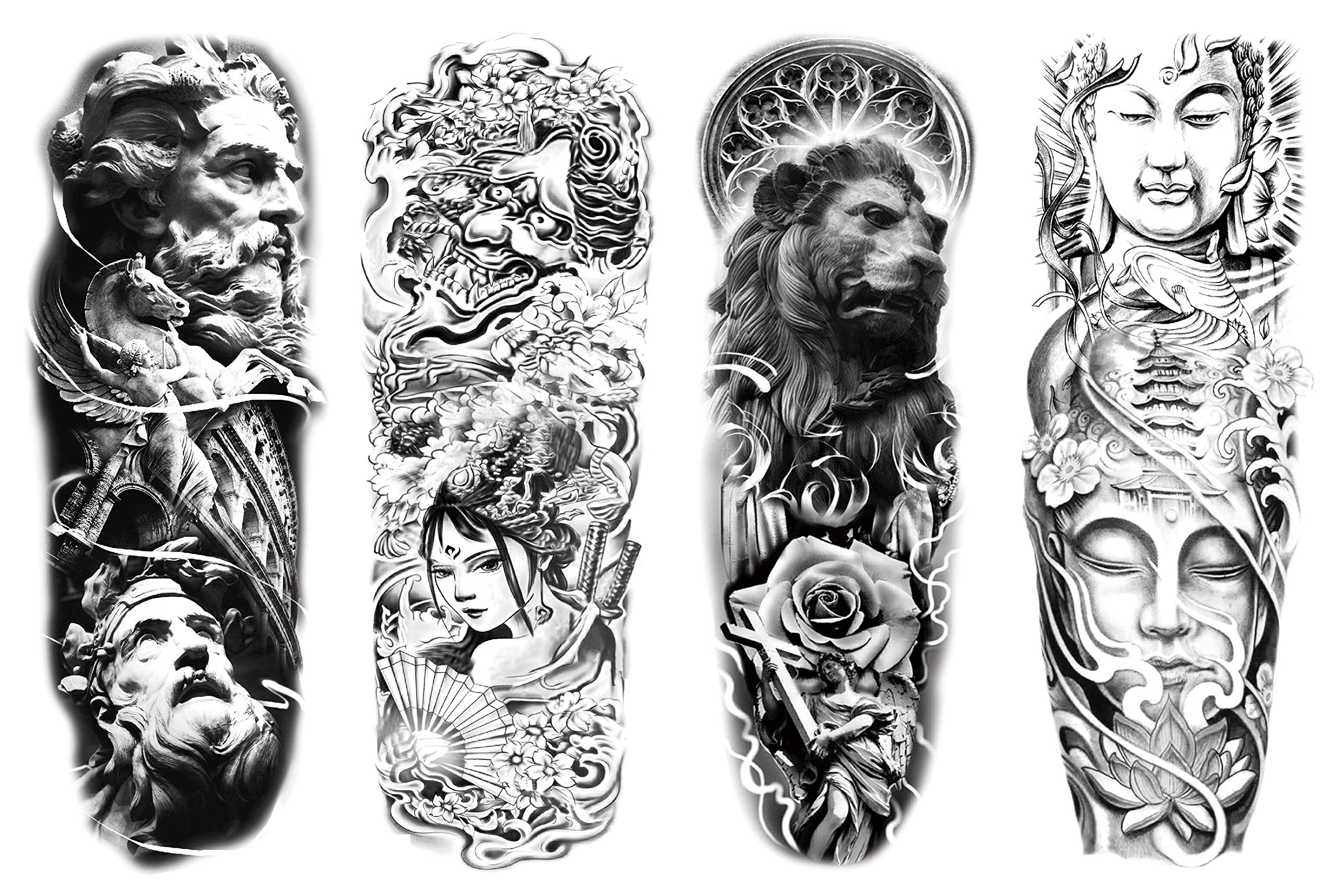 Buy DaLin 4 Sheets Extra Large Temporary Tattoos, Full Arm Lion Fake ...