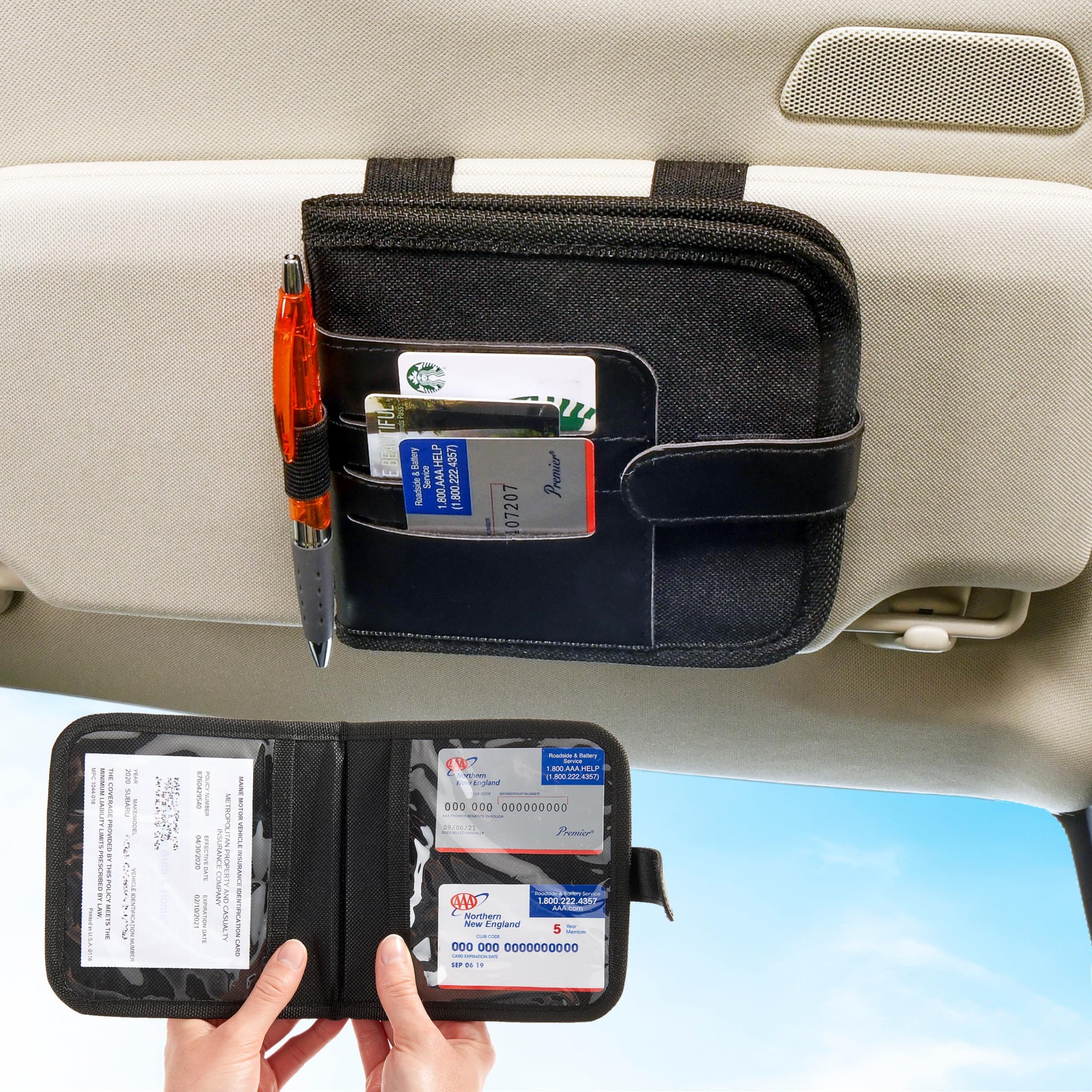 Amazon.com: High Road Car Visor Organizer with Secure Zip Pockets ...