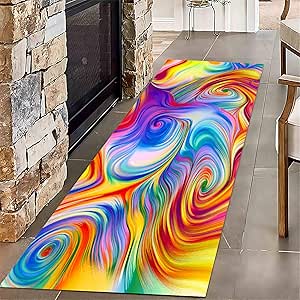 Amazon.com: Abstract Colorful Hallway Runner Rug, 2x6ft Modern Rainbow ...