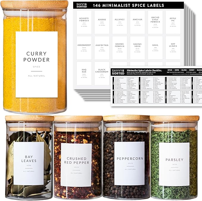 Minimalist Spice Labels for Spice Jars, 146 Spice Jar Labels Stickers ...