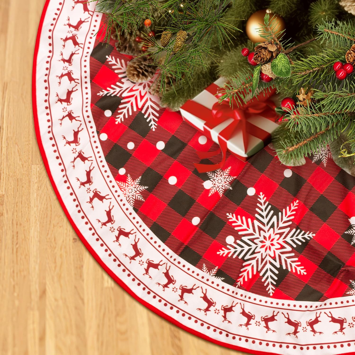 Amazon.com: UNIMEIX 48 Inch Christmas Tree Skirt Red and Green Xmas ...