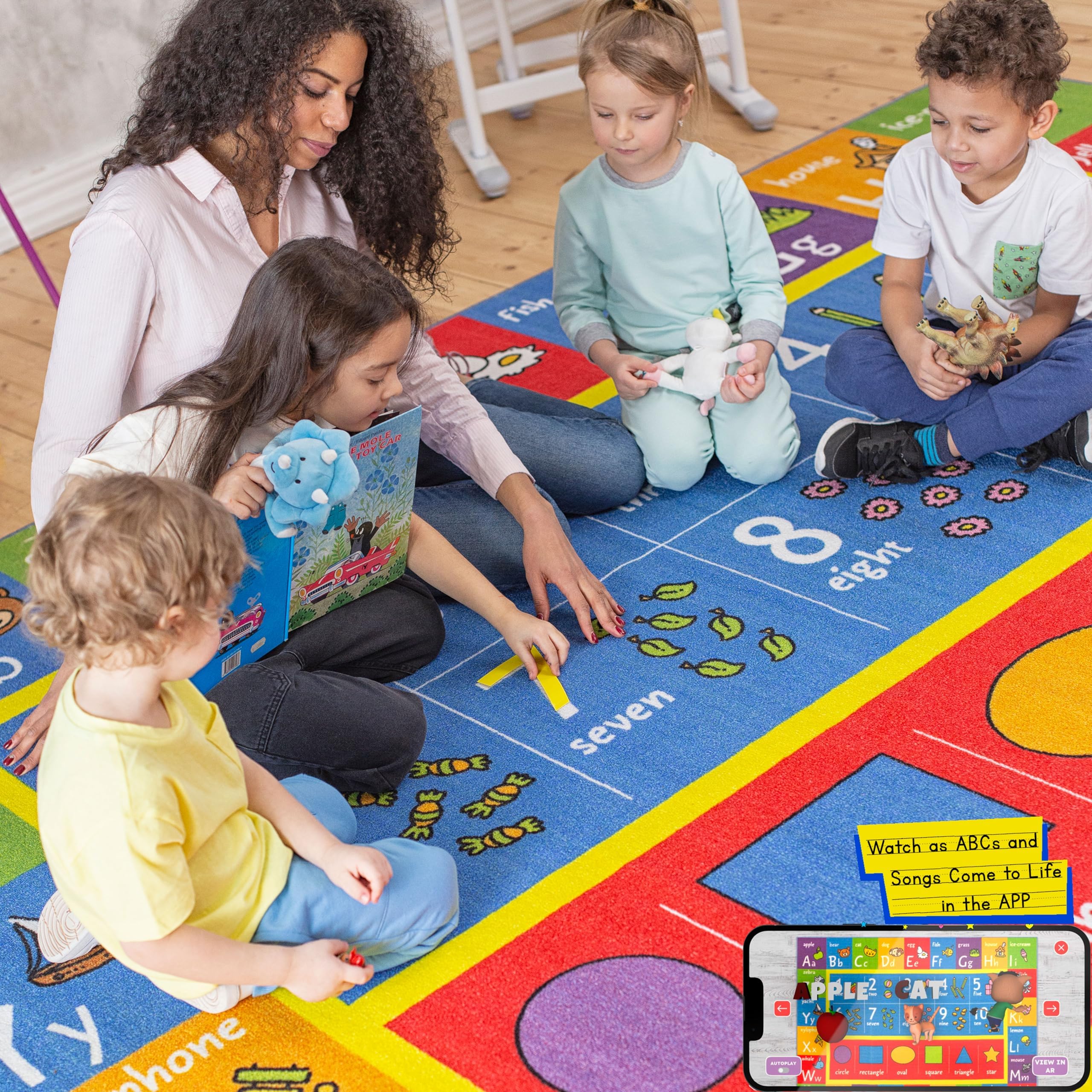 Amazon.com: Champion Rugs Large Classroom Rugs Kids Alphabet (A-Z and 1 ...