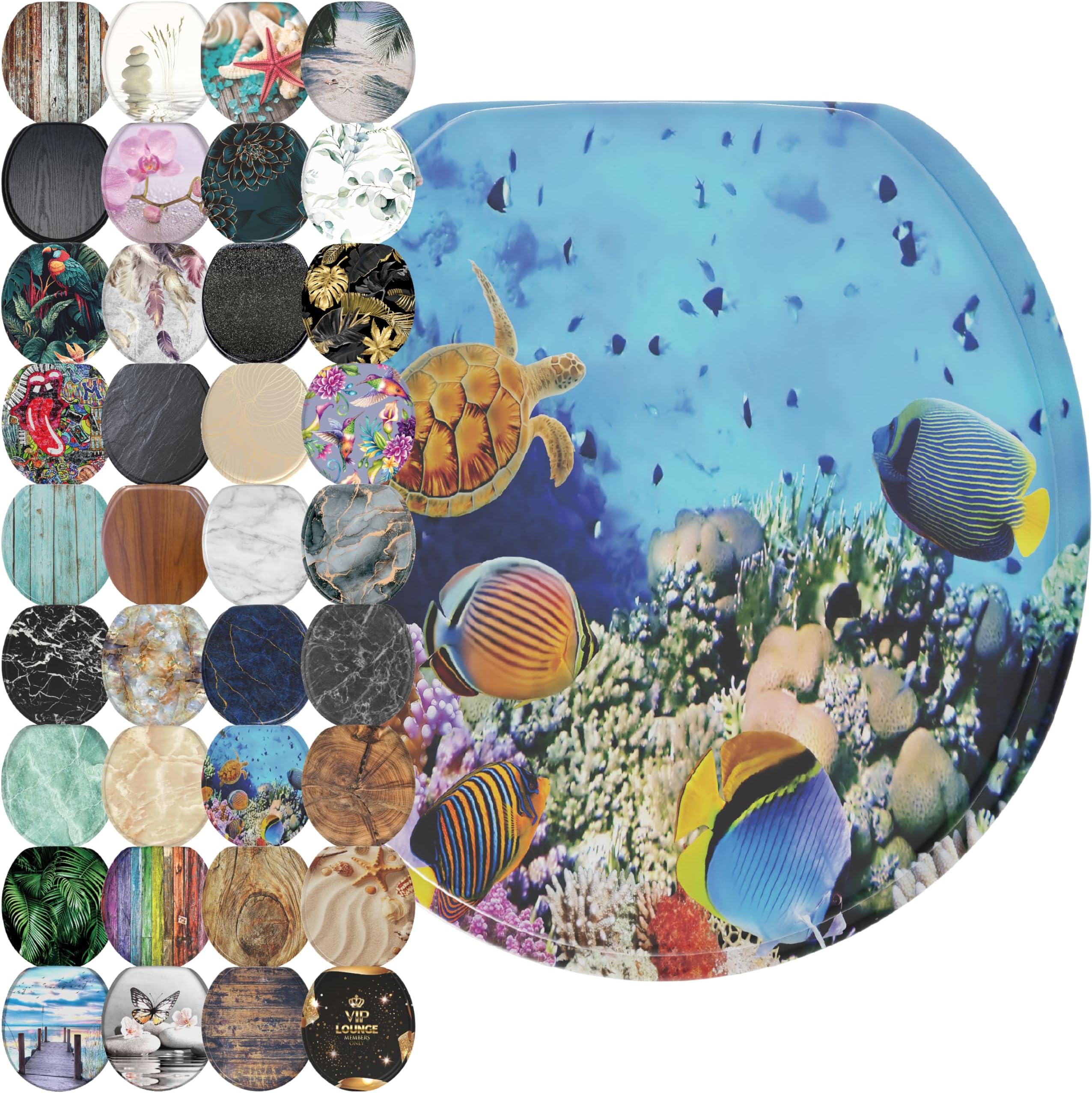 Polyresin Ocean Life Dolphins Toilet Seat By PREMIUS, Standard Round ...
