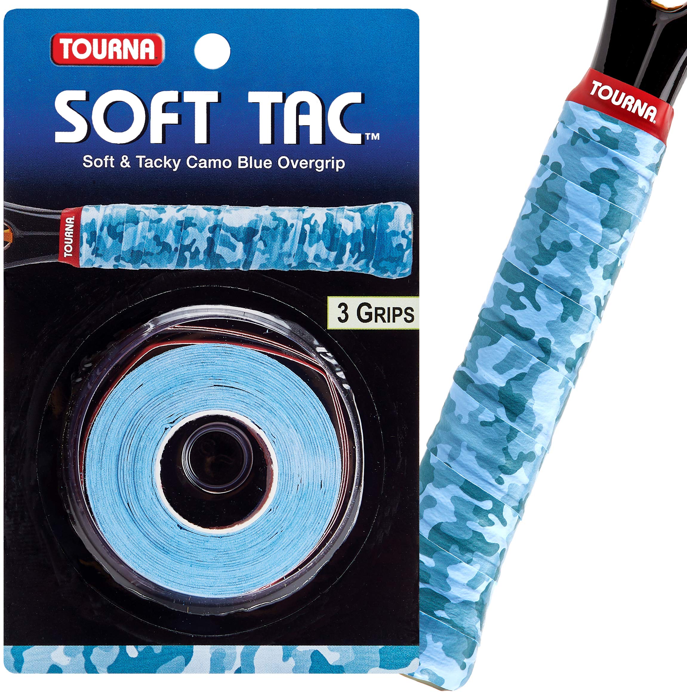 Snapklik.com : Soft Tac Blue Camo Overgrip For Tennis And Pickleball
