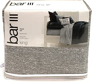 Amazon.com: Bar III Bedding Ultra Soft Heathered Grey Twin Sheet Set ...