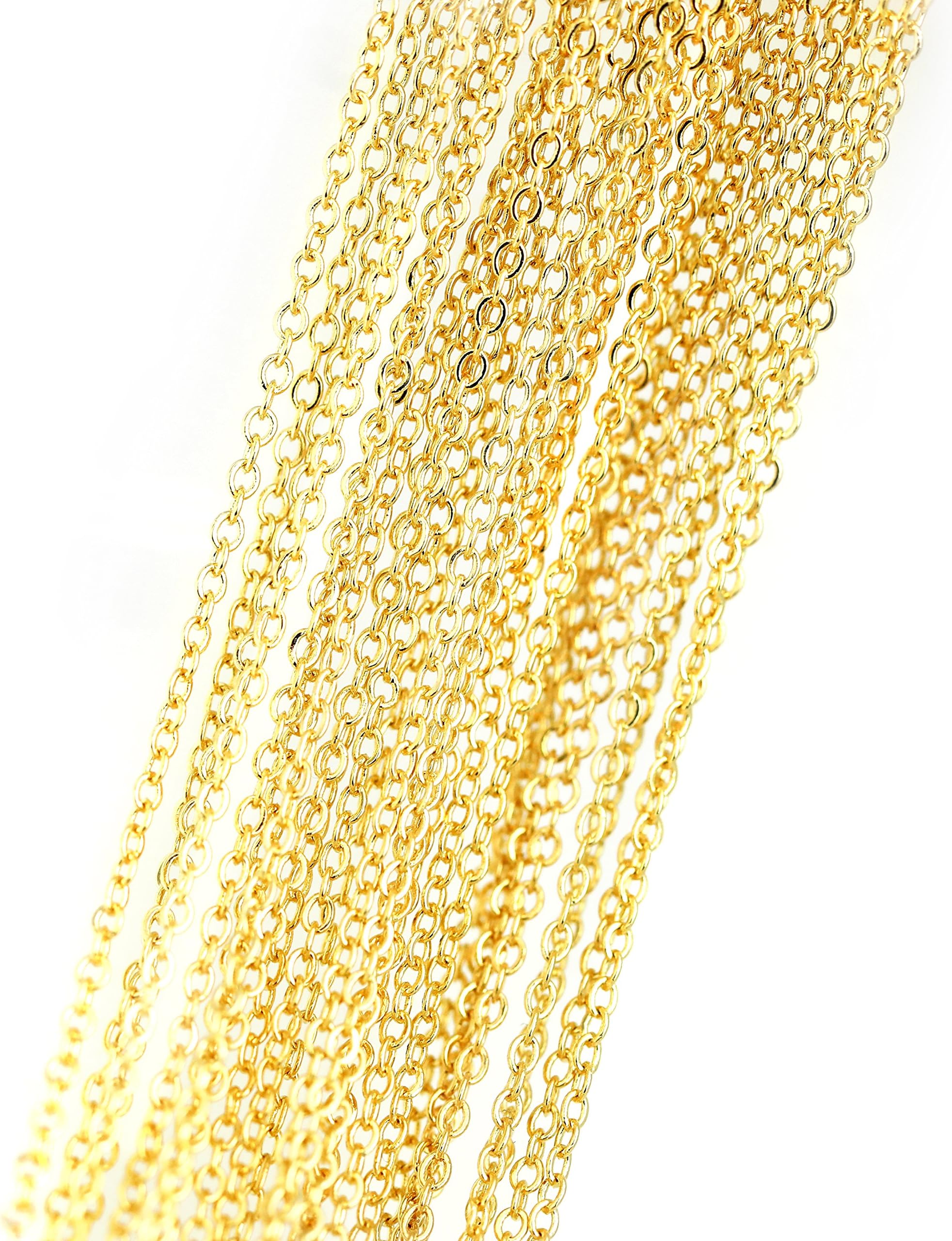 Amazon.com: 10 Pieces - 17.5inch 16K Gold Plated Finished Cable Chain ...