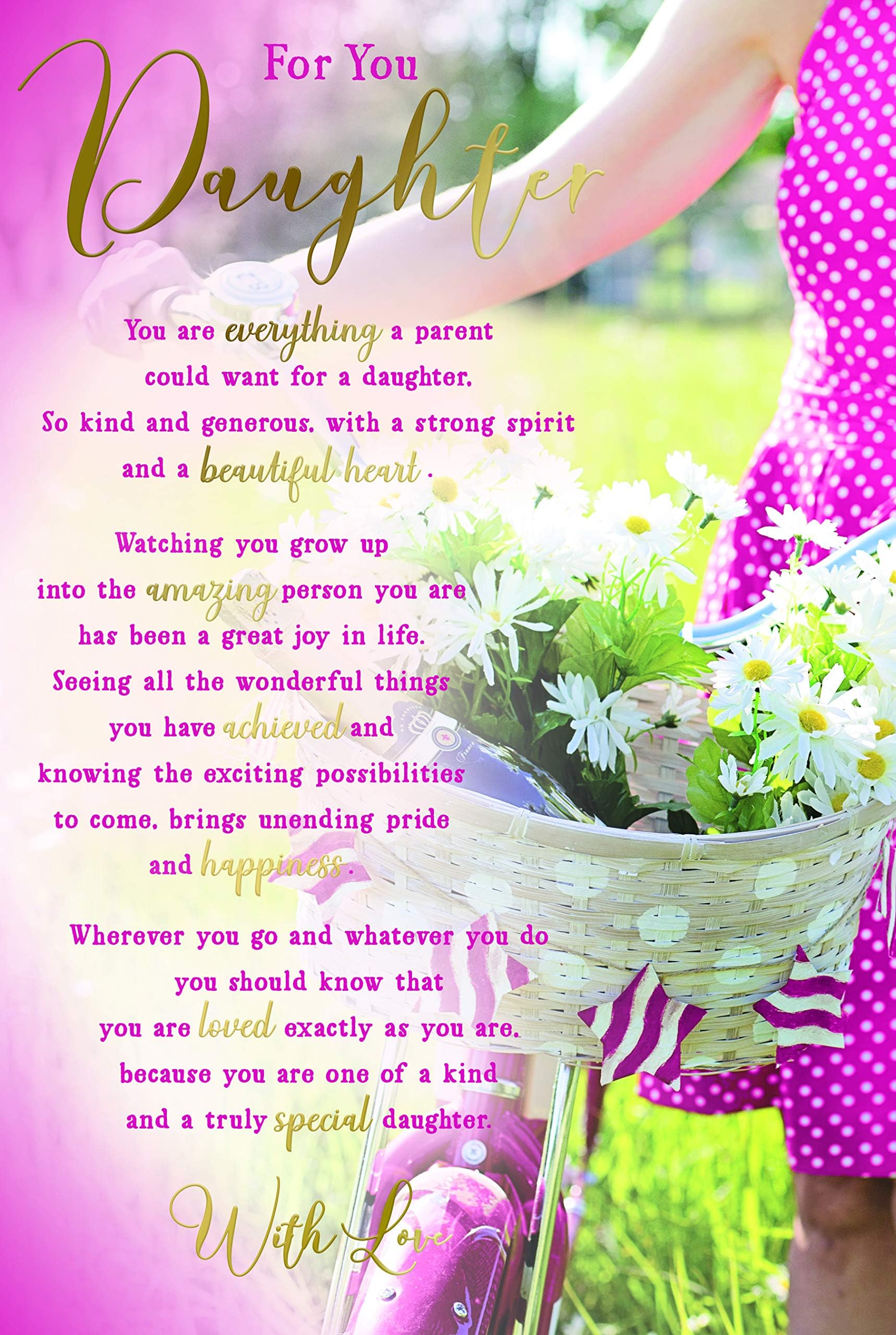 for You Daughter Sentiments Flowers & Bicycle Happy Birthday Card ...
