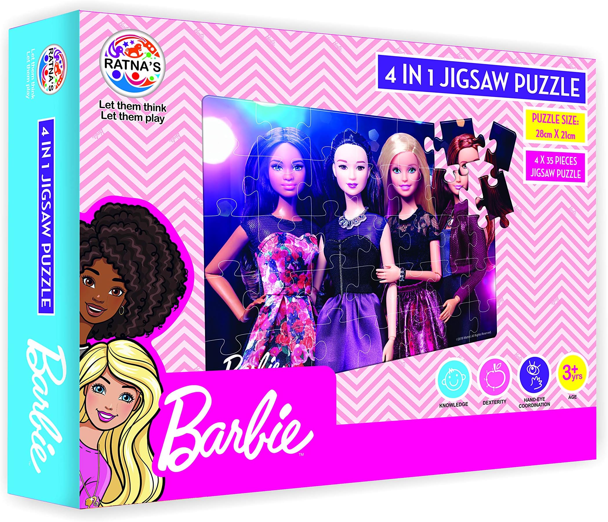 Buy RATNA'S Barbie Jigsaw 4 in 1. 4 Different Jumbo Jigsaw Puzzles for ...