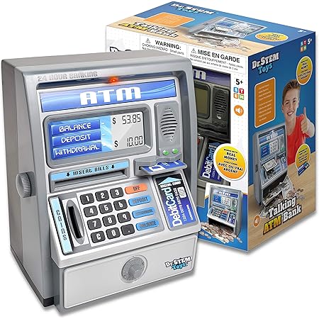 Amazon.com: Preschool Pretend ATM Machine & Piggy Bank for Kids Ages 3 ...