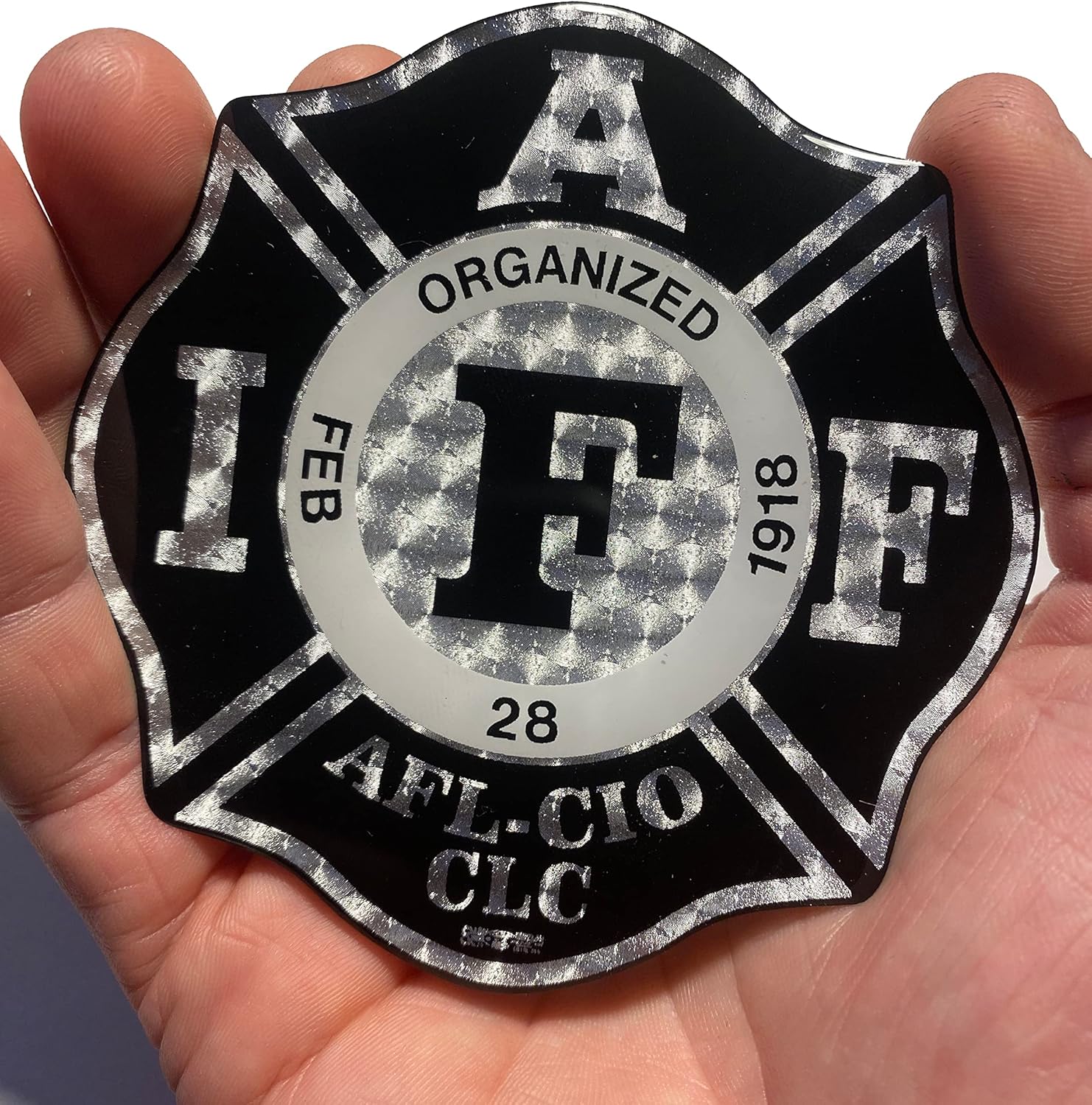 Amazon.com: 4" Original Black Brushed Metal 3D Domed Texture- IAFF ...