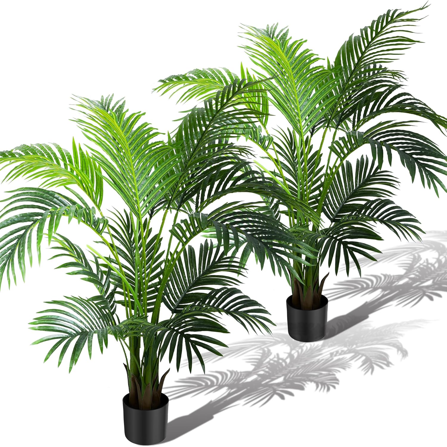 Amazon.com: KOL 4ft 2-Pack Artificial Palm Tree Plant, 47in Fake Cane ...