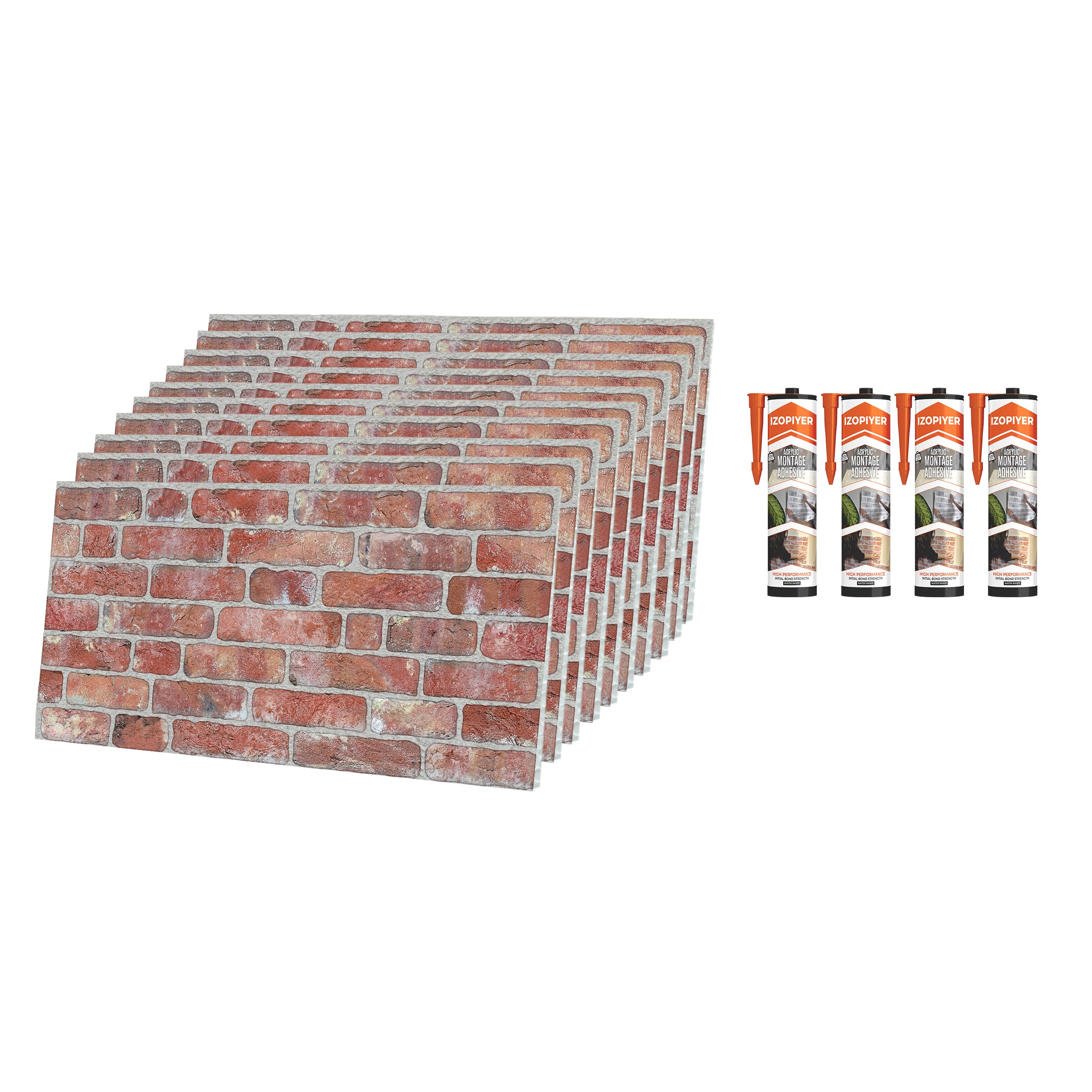 Buy IZODEKOR Brick Effect 3D Wall Panels - Cladding with Adhesive ...