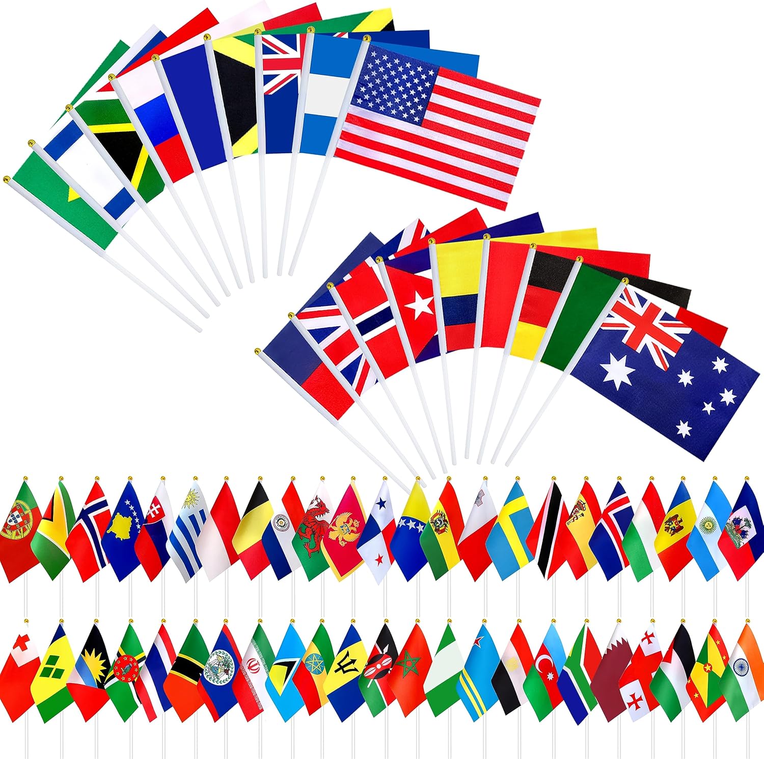 Amazon.com: KERDA 226 Countries International Flags of the World on Stick Small Mini National ...