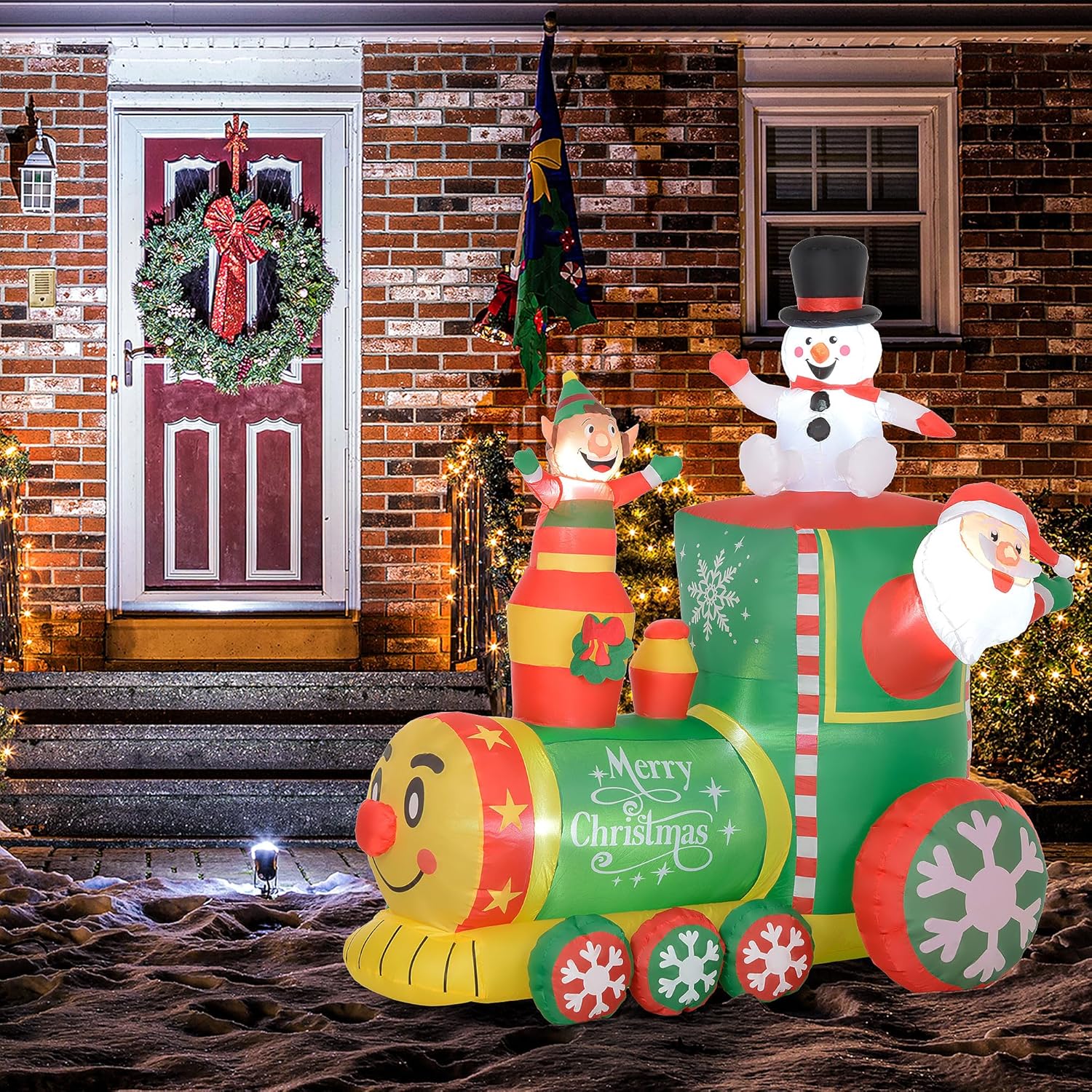 Amazon.com: Outsunny 6FT Christmas Inflatables Train, Santa Claus and ...