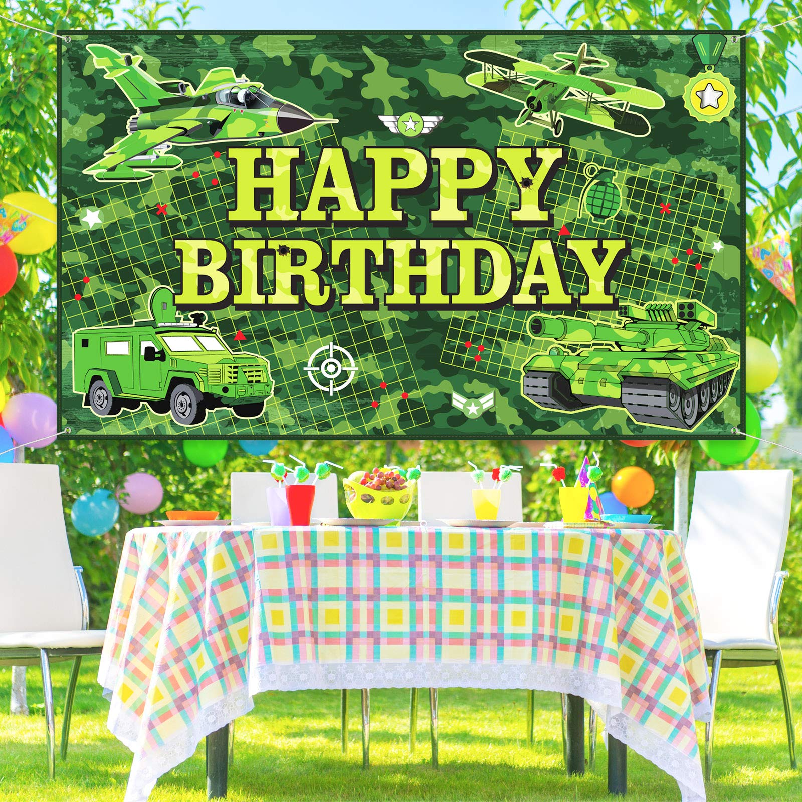 Camouflage Happy Birthday Backdrop Camo Photography Background Banner ...