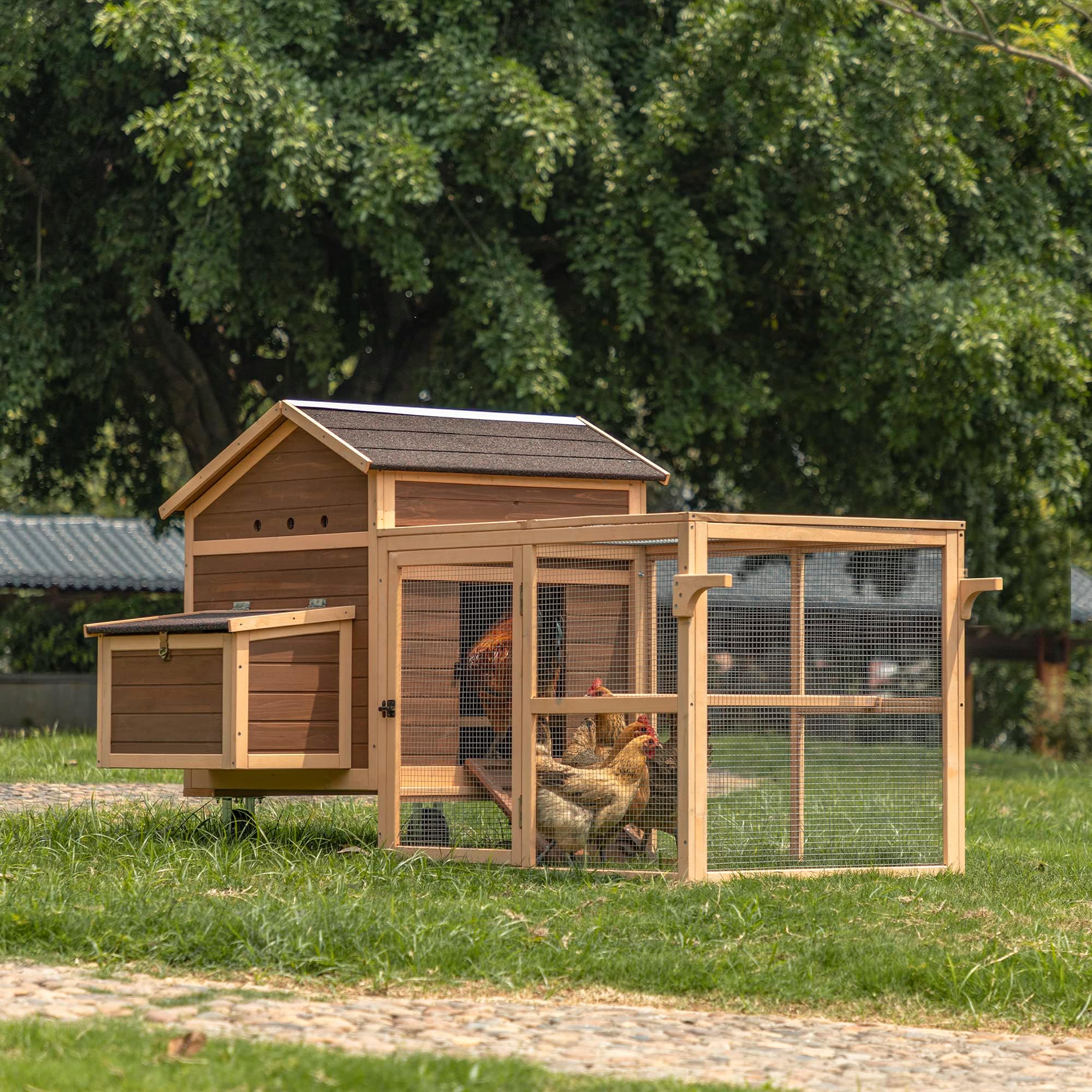 Amazon.com: Lifeand Outdoor Chicken Coop with Wheels and Handrails ...
