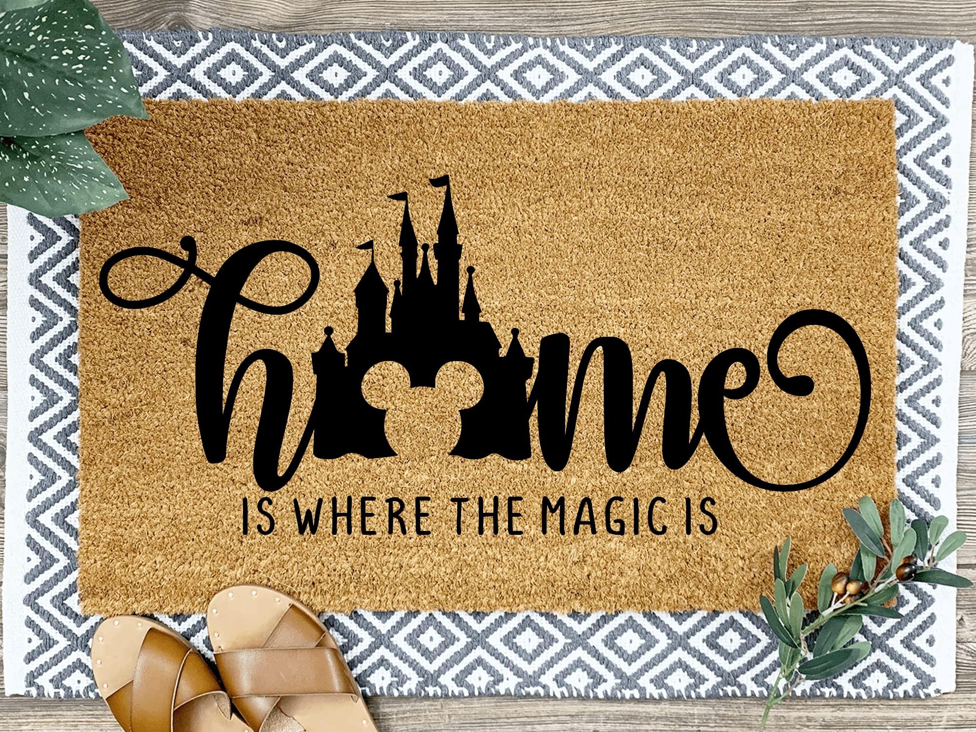 Amazon.com: Mickey Mouse Welcome Combined Laser Engraved Coir Fiber ...