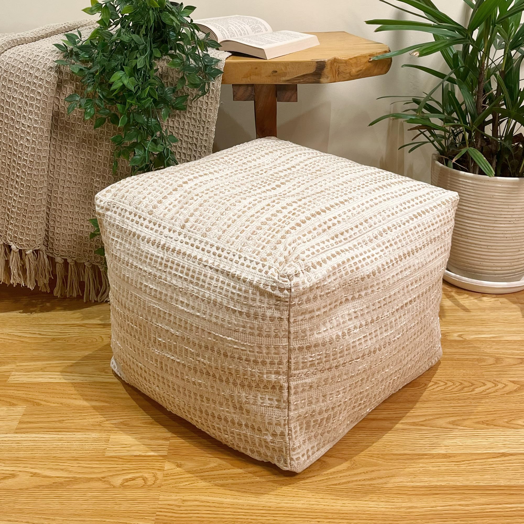 Amazon.com: DeChicor Tufted Boho Decorative Square Unstuffed Pouf ...