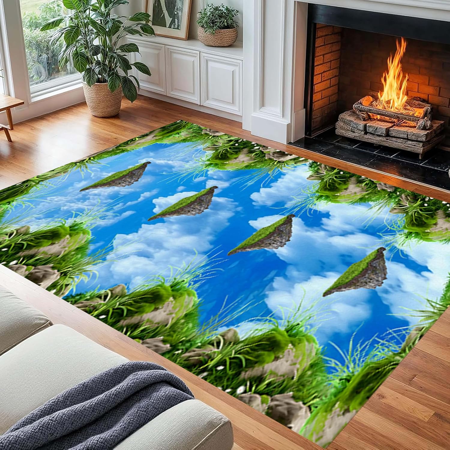 Amazon.com: 3D Optical Illusion Area Rug, 3x5ft, Natural Scenery Sky ...