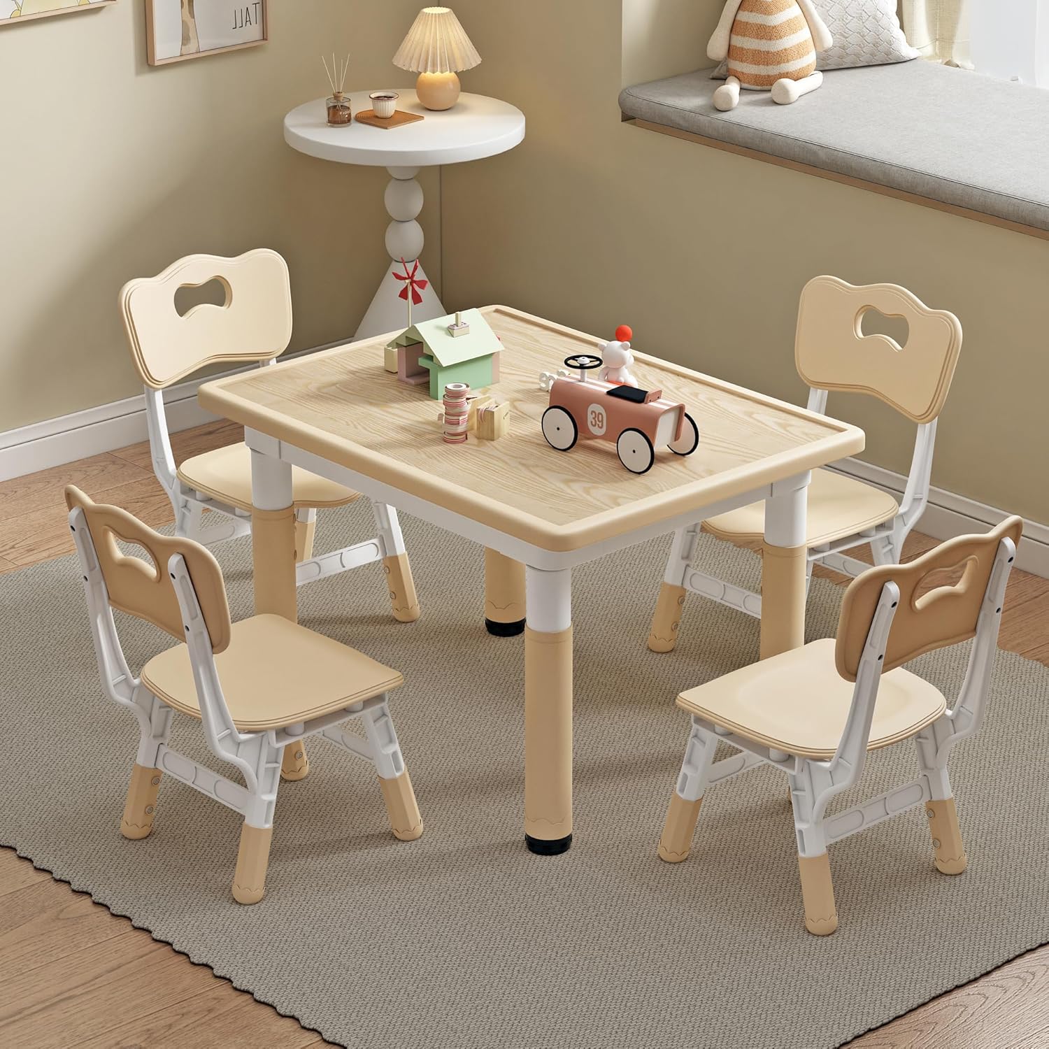 Amazon.com: JONUTATO Kids Table and Chairs, Graffiti Desktop Toddler ...