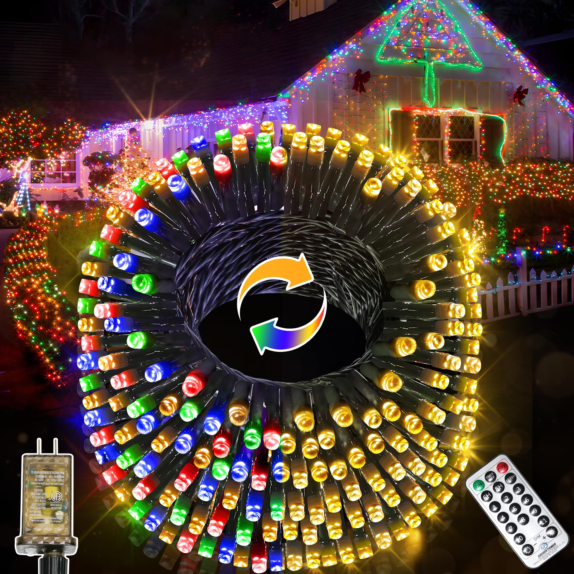 98FT LED String Lights 300 LED Super Bright Christmas Lights 11 Modes ...