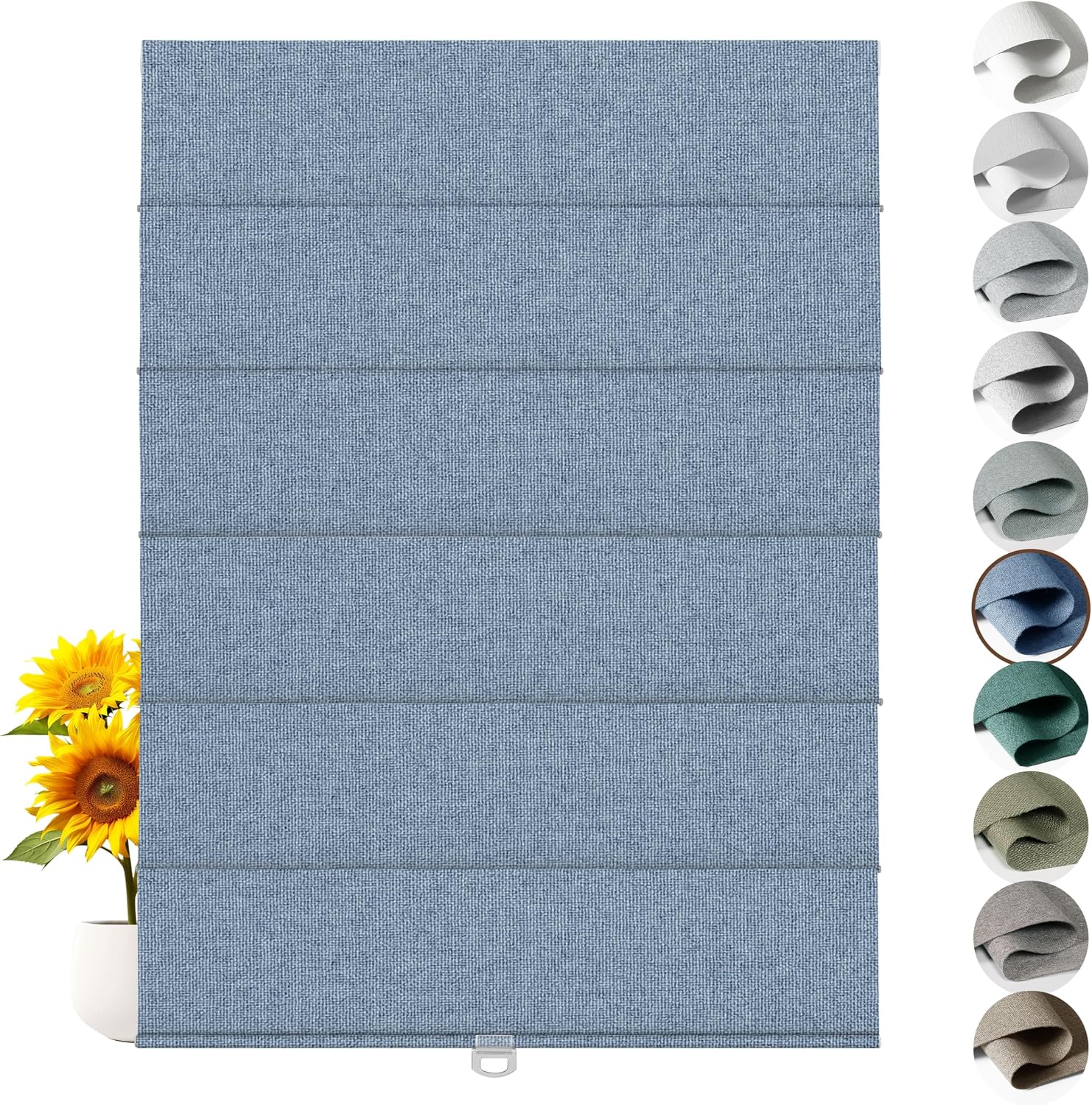 Amazon.com: Sulugood Cordless Roman Shades for Windows - Blue, Blackout ...
