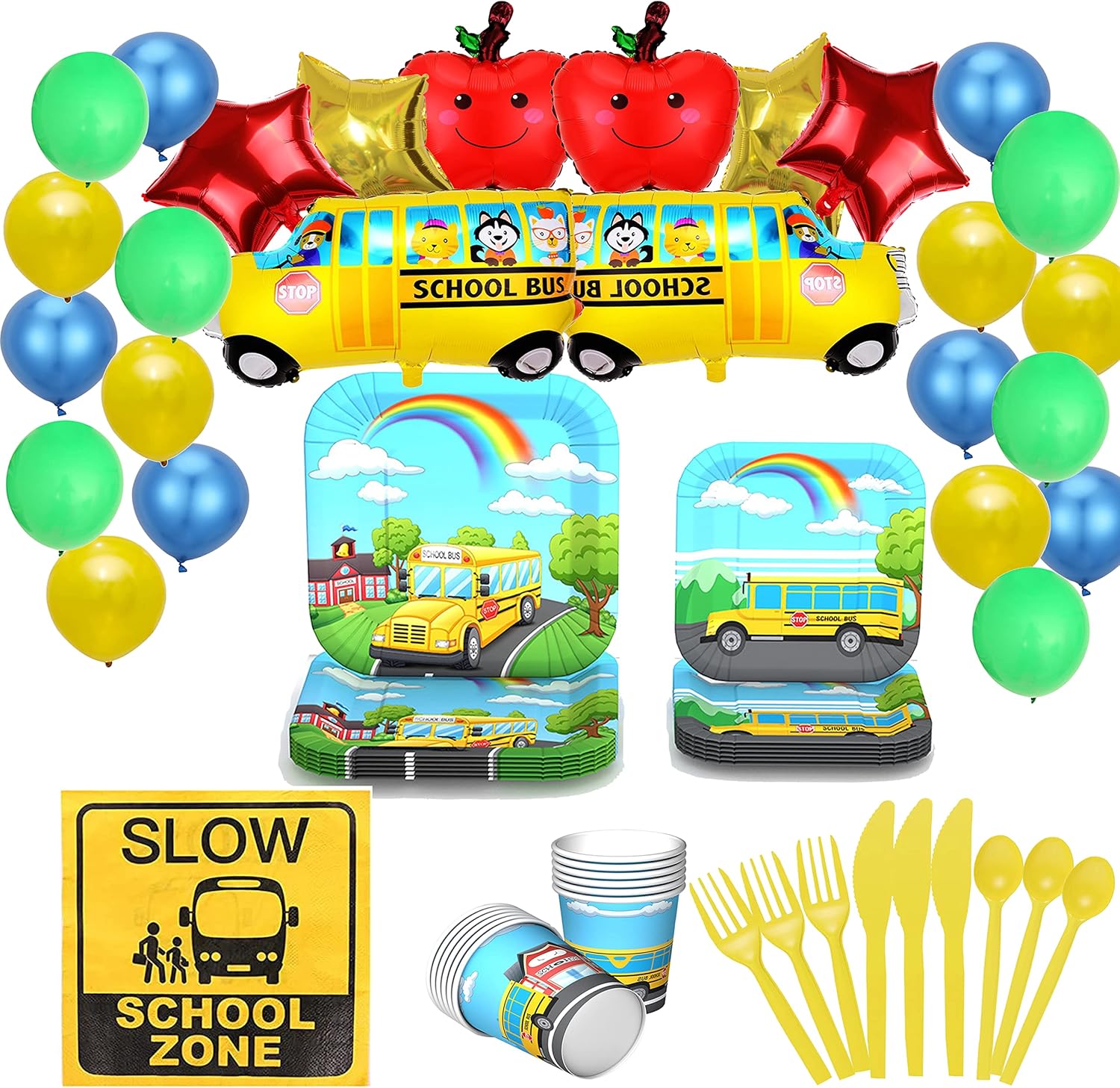 Amazon.com: 142 PCS School Bus Supplies Set for 16 Guests with School ...
