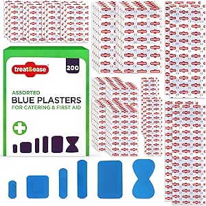 SOL 200pk Assorted Blue Plasters for Catering and First Aid - Strong ...