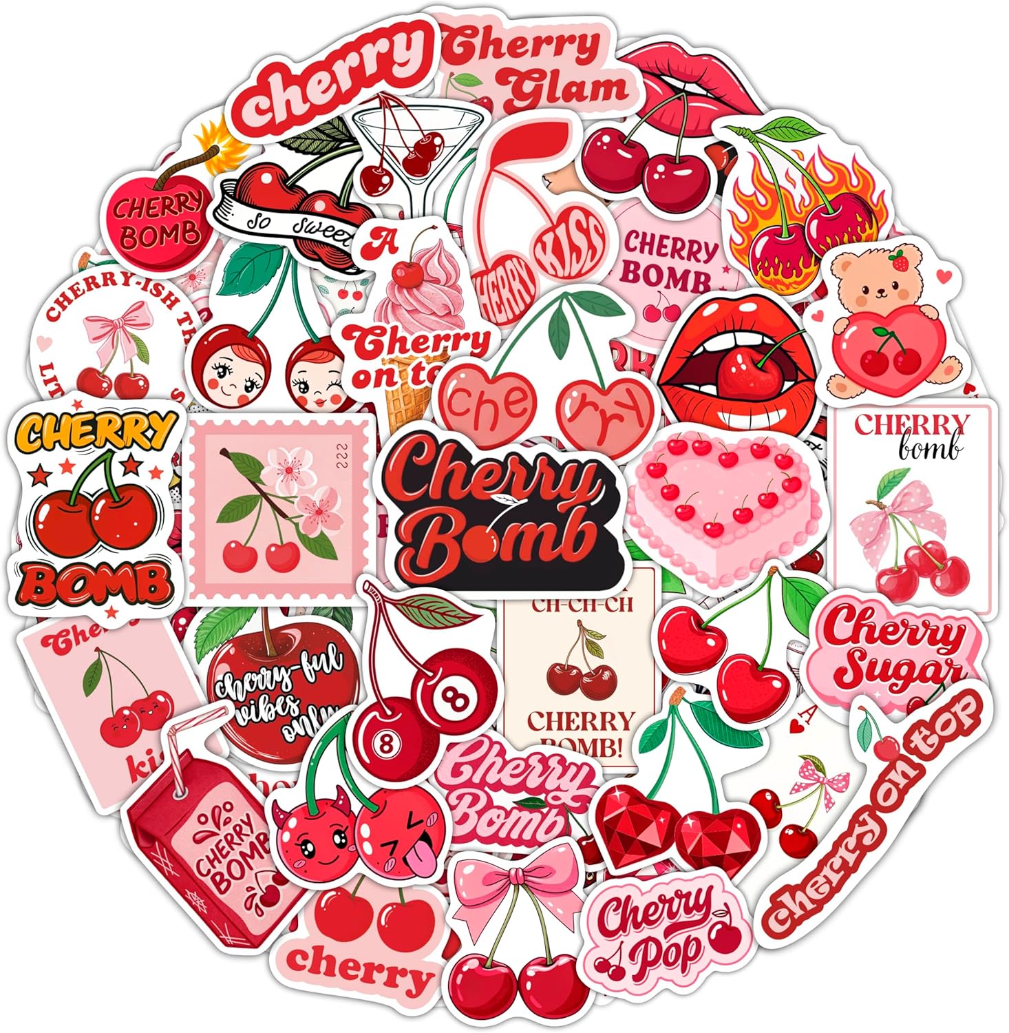 Amazon.com: 100Pcs Cherry Stickers Waterproof Small for Phone - Cute ...