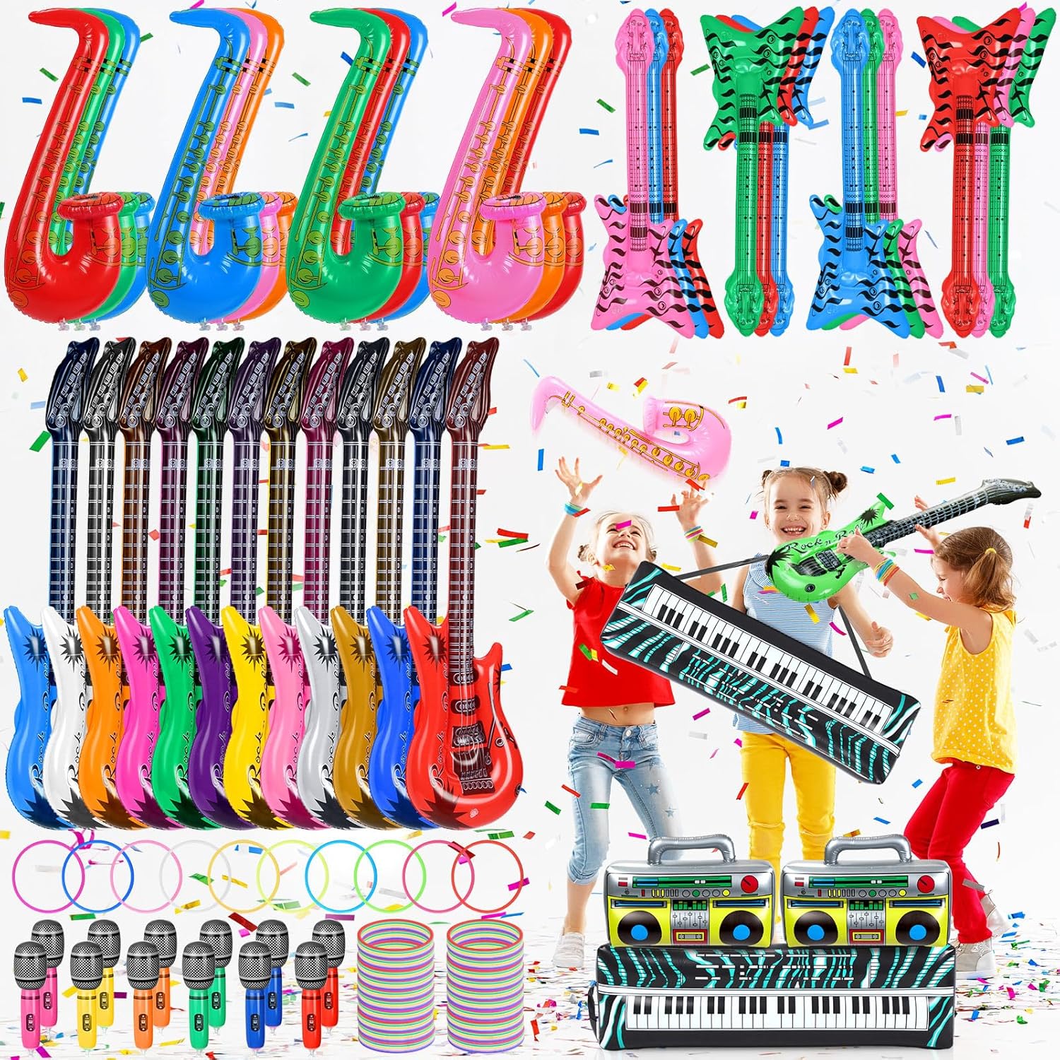 Amazon.com: Glimin 153 Pcs Inflatable Rock and Roll Party Instruments ...