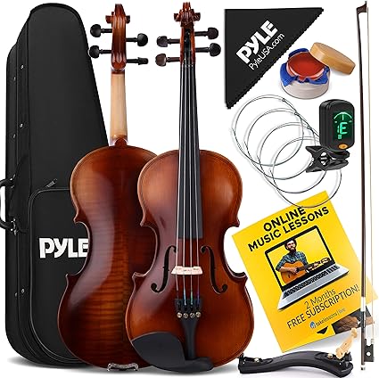 Amazon.com: Pyle 1/4 Size Beginner Violin Starter Kit, Violin Starter ...